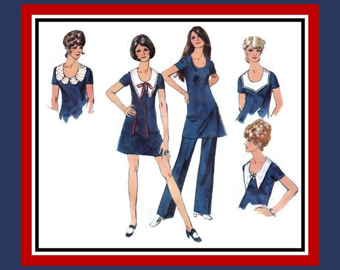 Vintage 1970-SWEET MOD Girl-sewing Pattern-mini Dress-pants-pretty ...