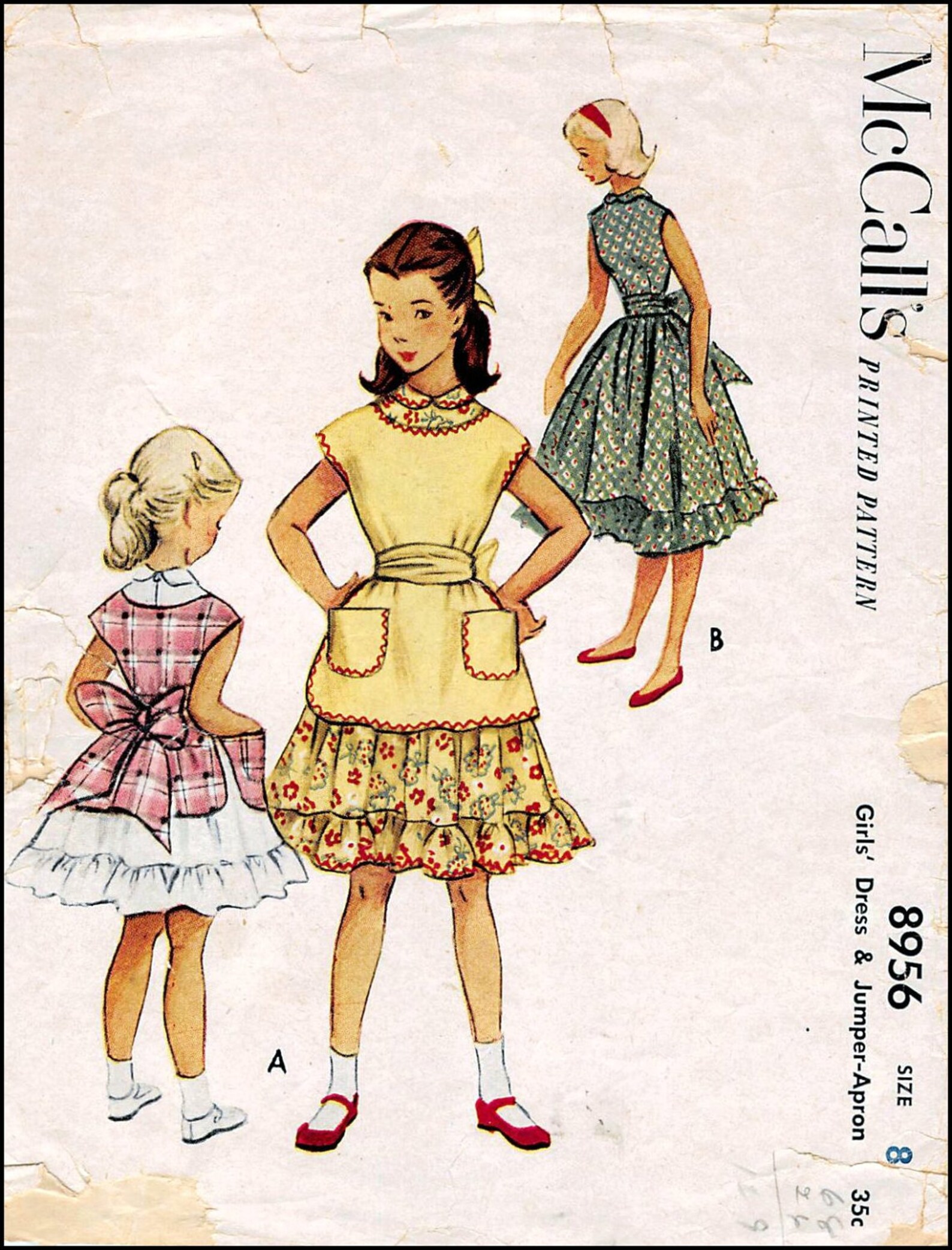 Vintage 1952-DARLING APRON Dress-sewing Pattern-full Gathered - Etsy