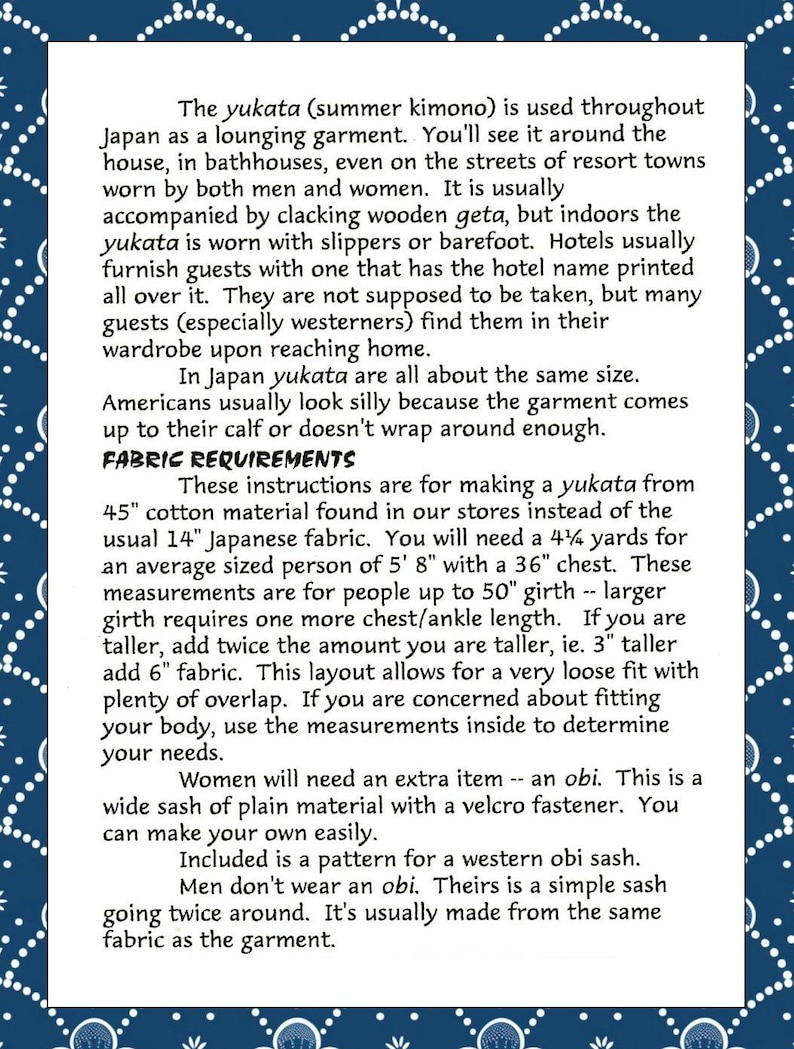 JAPANESE YUKATA Kimono-matching Obi-complete Sewing Pattern Drafting ...