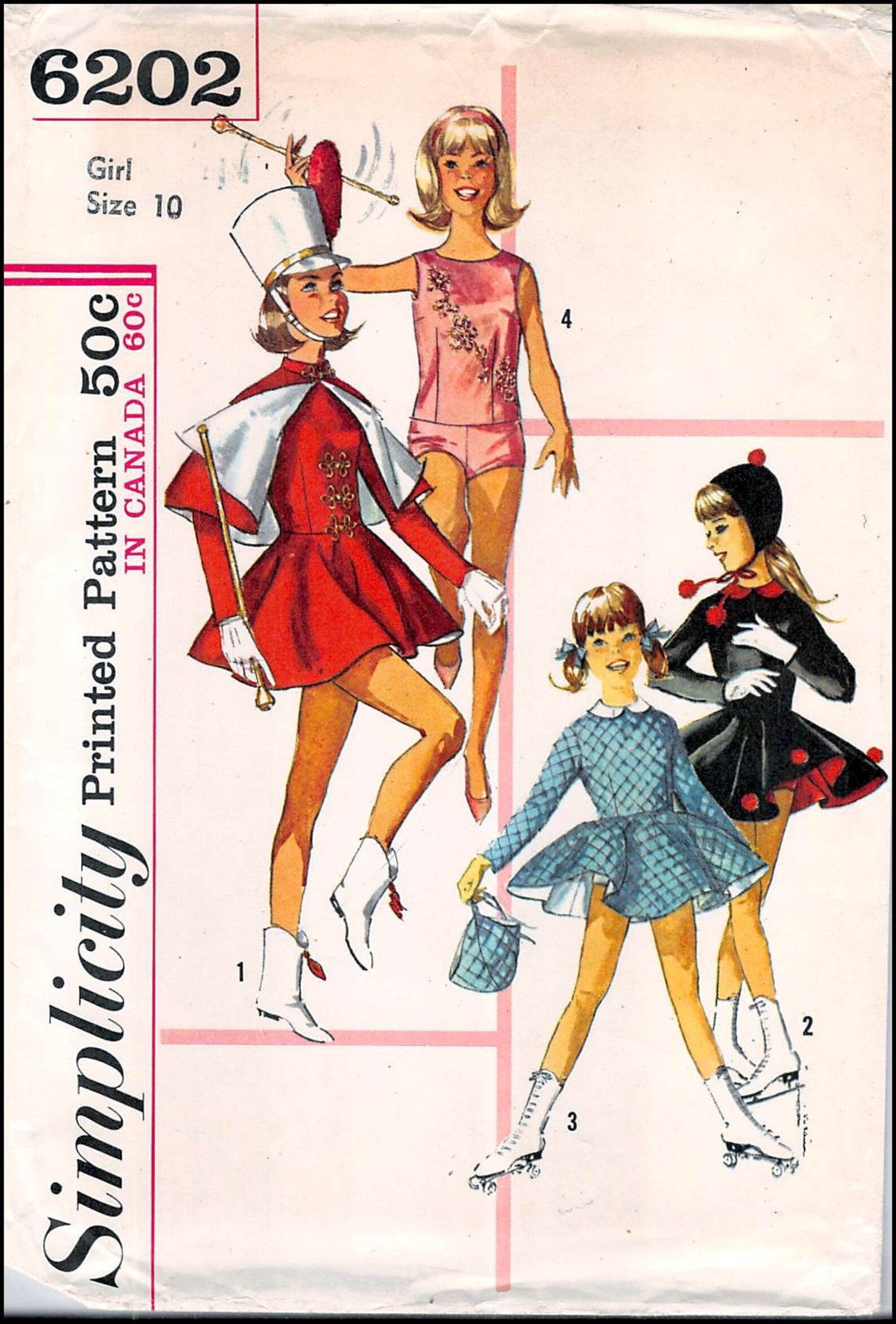 Vintage 1965 MAJORETTE-TWIRLER-SKATING Outfits-girls Costume Sewing ...