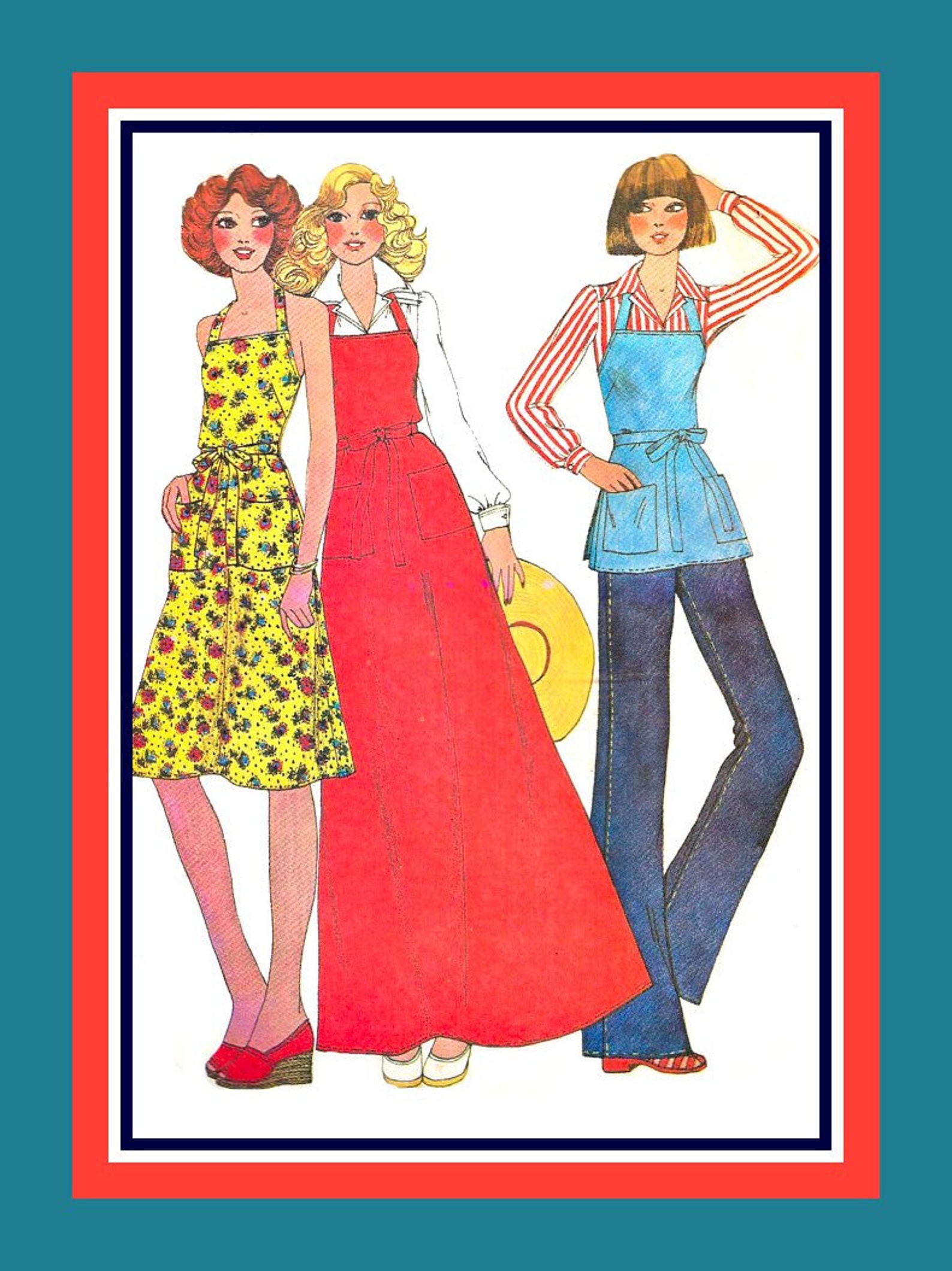 Vintage 1975-BACK WRAP APRON Dress-Sewing Pattern-Three | Etsy