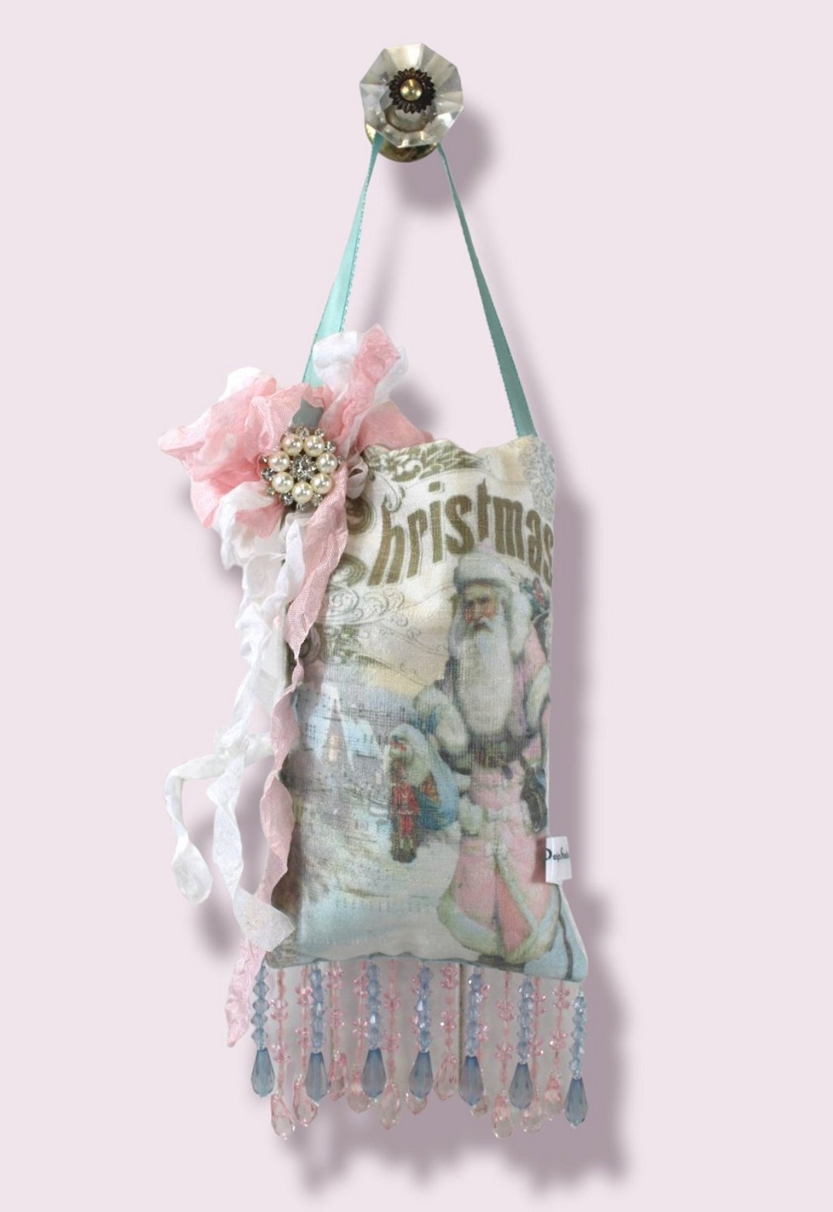 PINK VICTORIAN Santa-hanging Door Lavender Sachet-shabby Chic Xmas-pink ...
