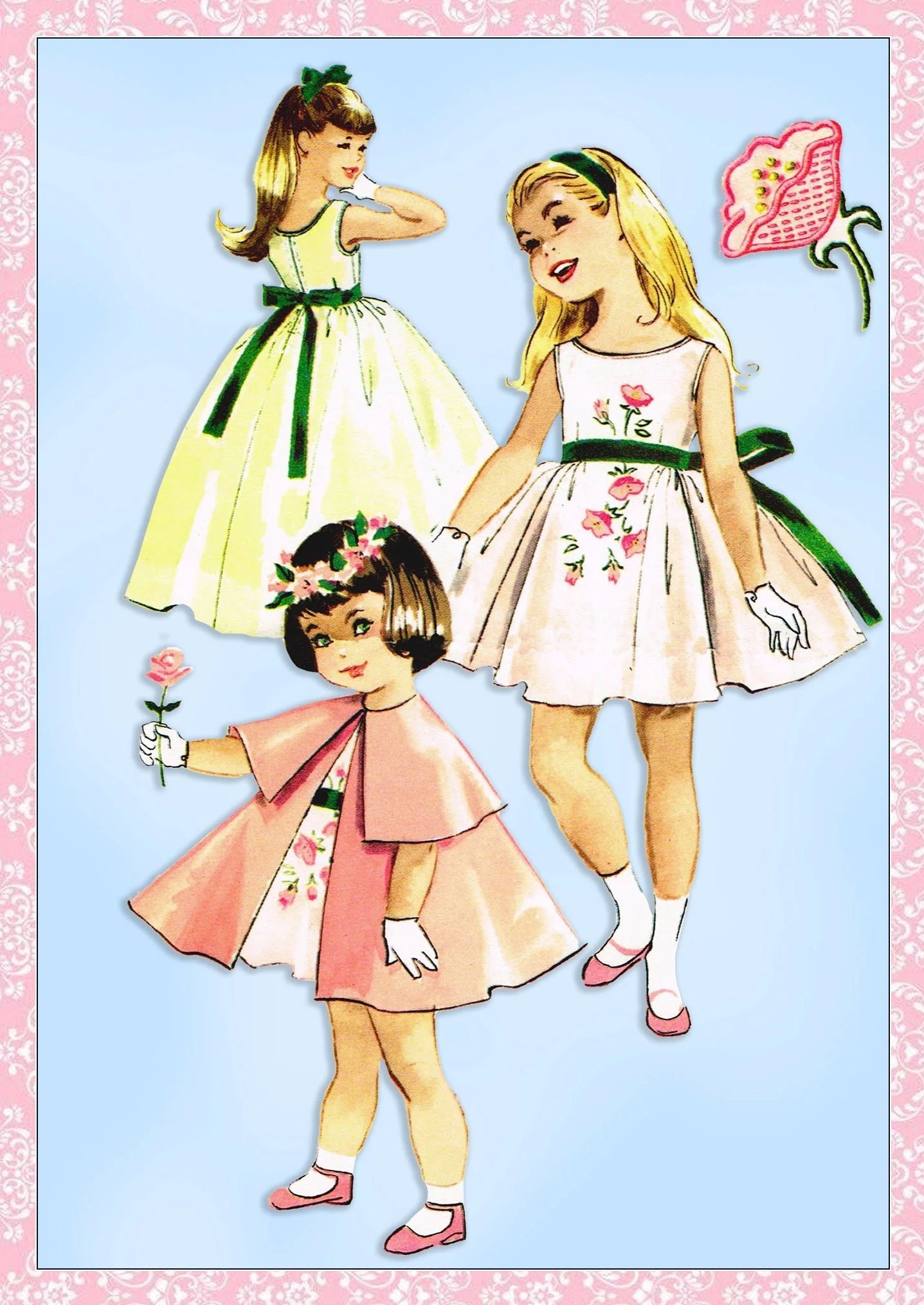 Vintage 1959-PARTY Dress-cape-sewing Pattern-three Styles-party-floor ...