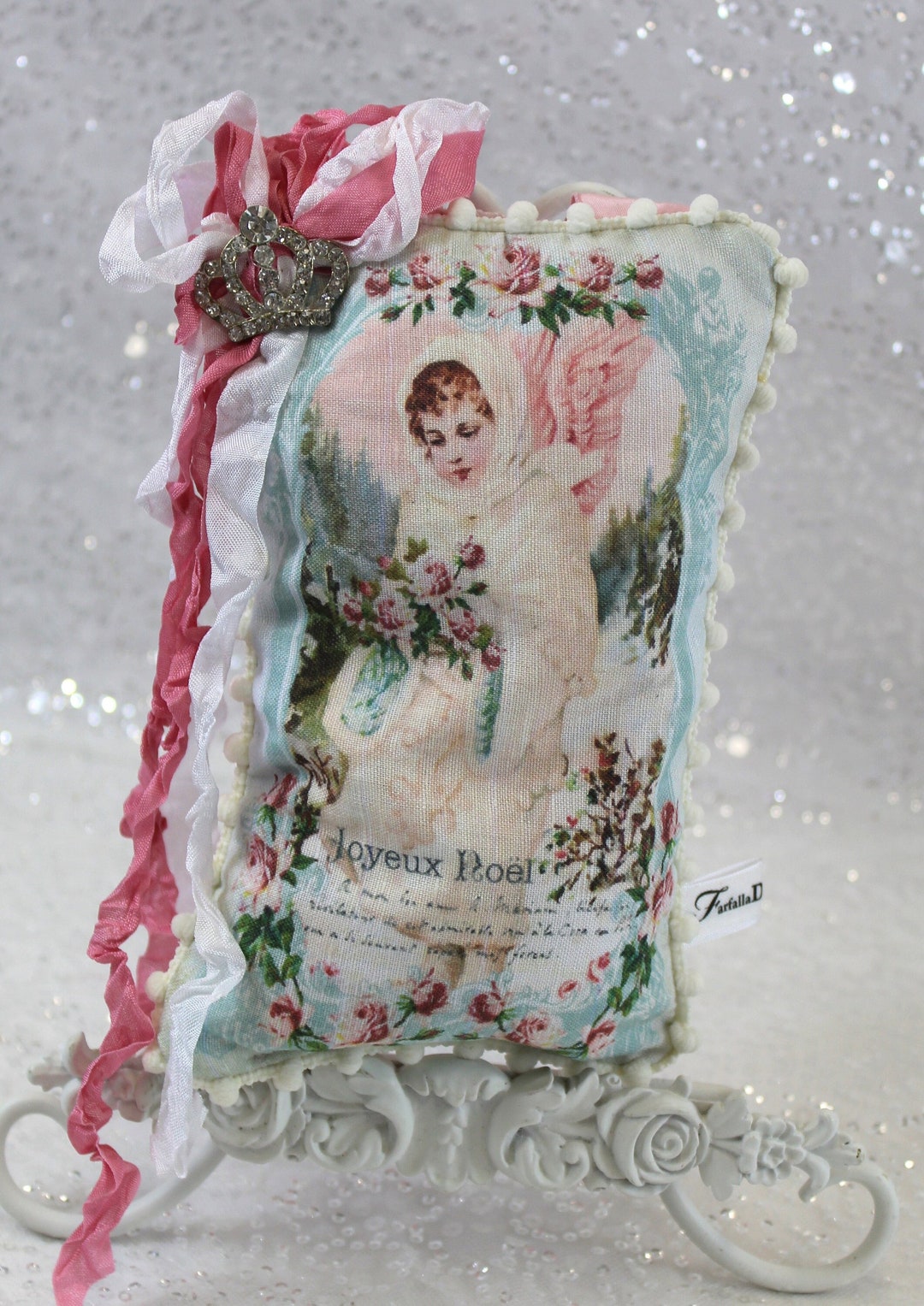 HANGING DOOR Sachet-french Victorian Angel-pink Wings-crystal Crown ...