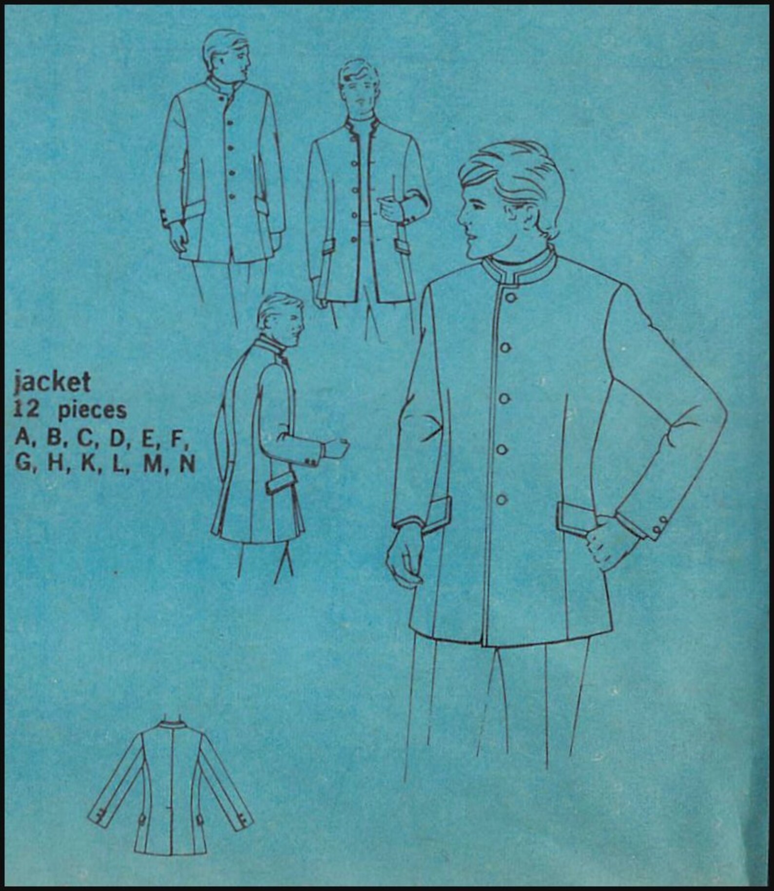 Vintage 1968-GENTS NEHRU Jacket-sewing Pattern-stand-up | Etsy