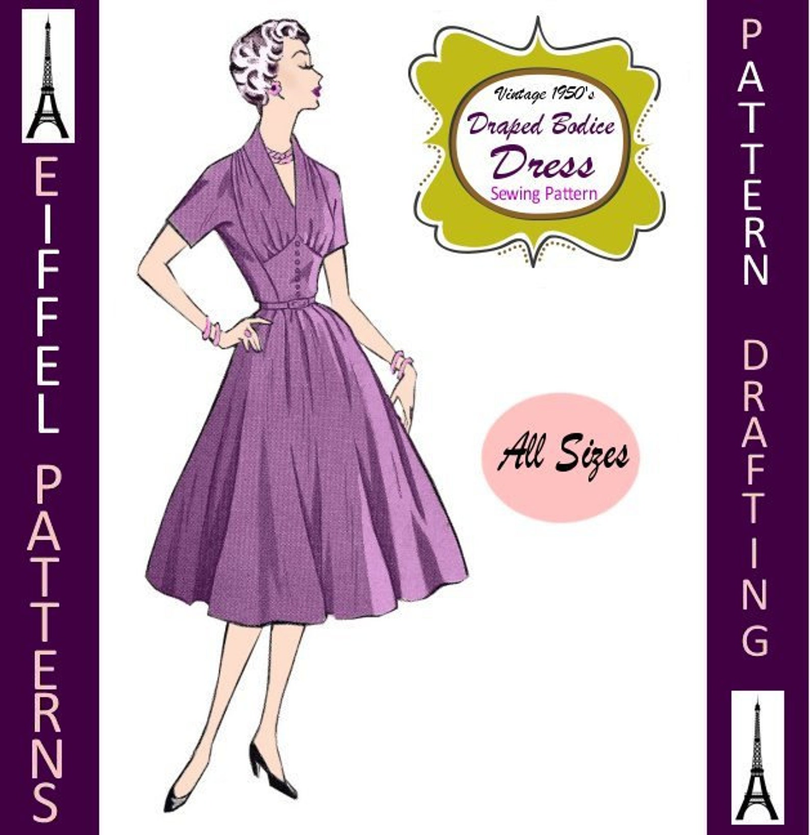 1950s-elegant DRAPED Dress-shaped Midriff-full Flare Twirl - Etsy