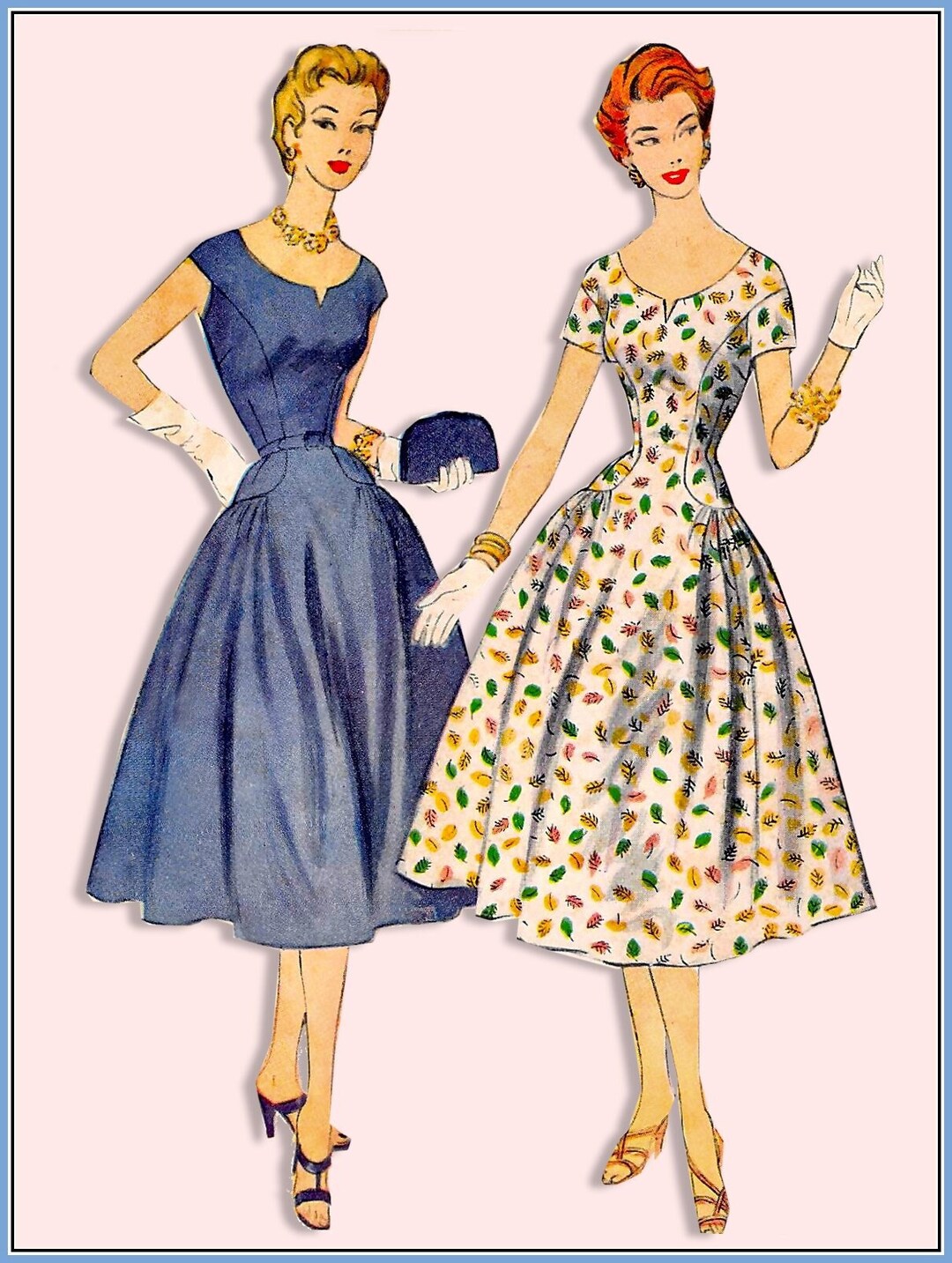 Vintage 1954-LOVELY PARTY Dress-sewing Pattern-two Styles-scoop ...