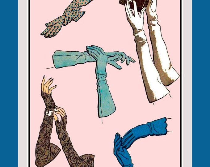 Vintage 1940s-high SOCIETY GLOVE Collection-vogue Sewing Pattern-five ...