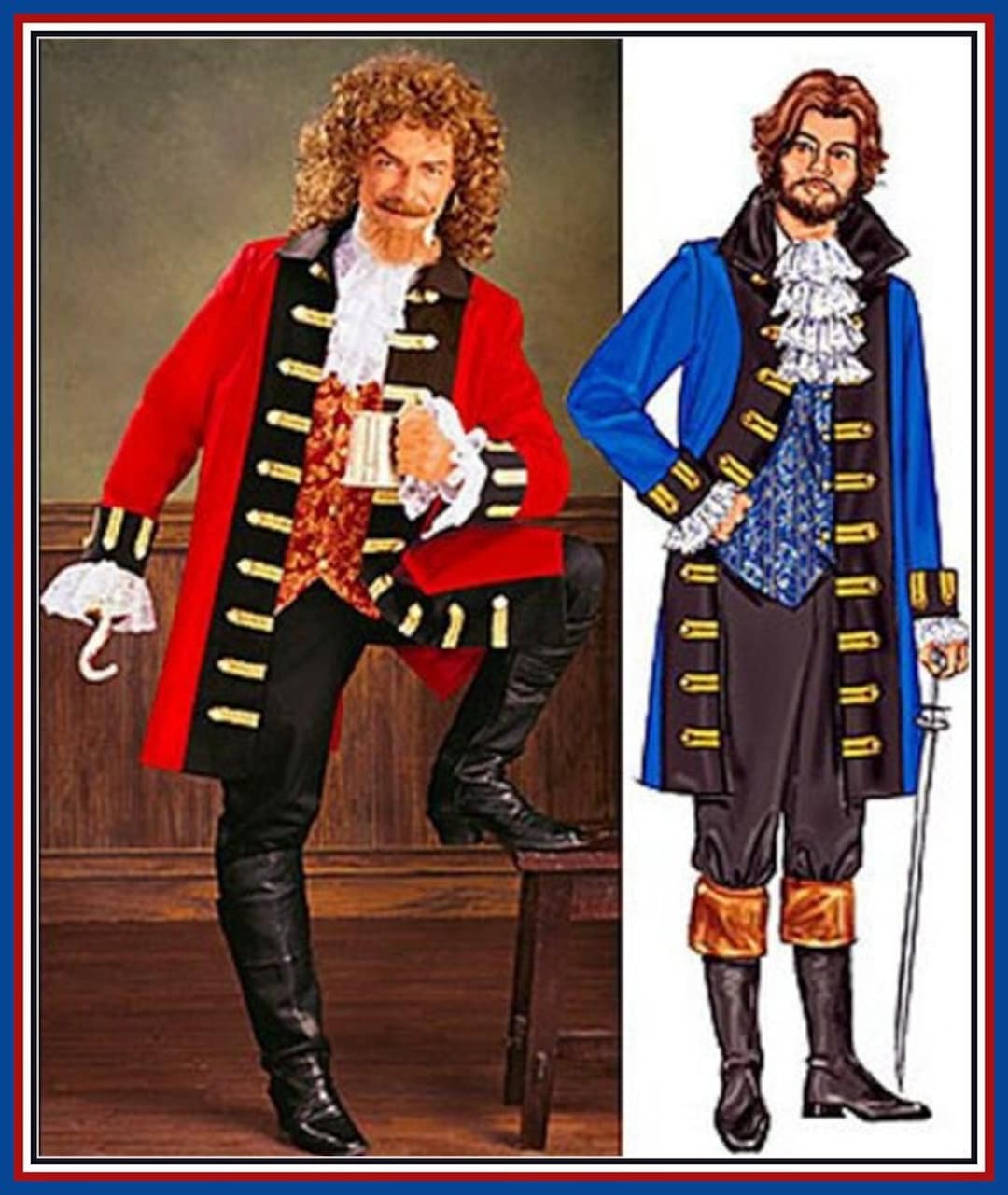 18th CENTURY CAPTAIN Hook-men's Costume Sewing Pattern-lined Coat ...
