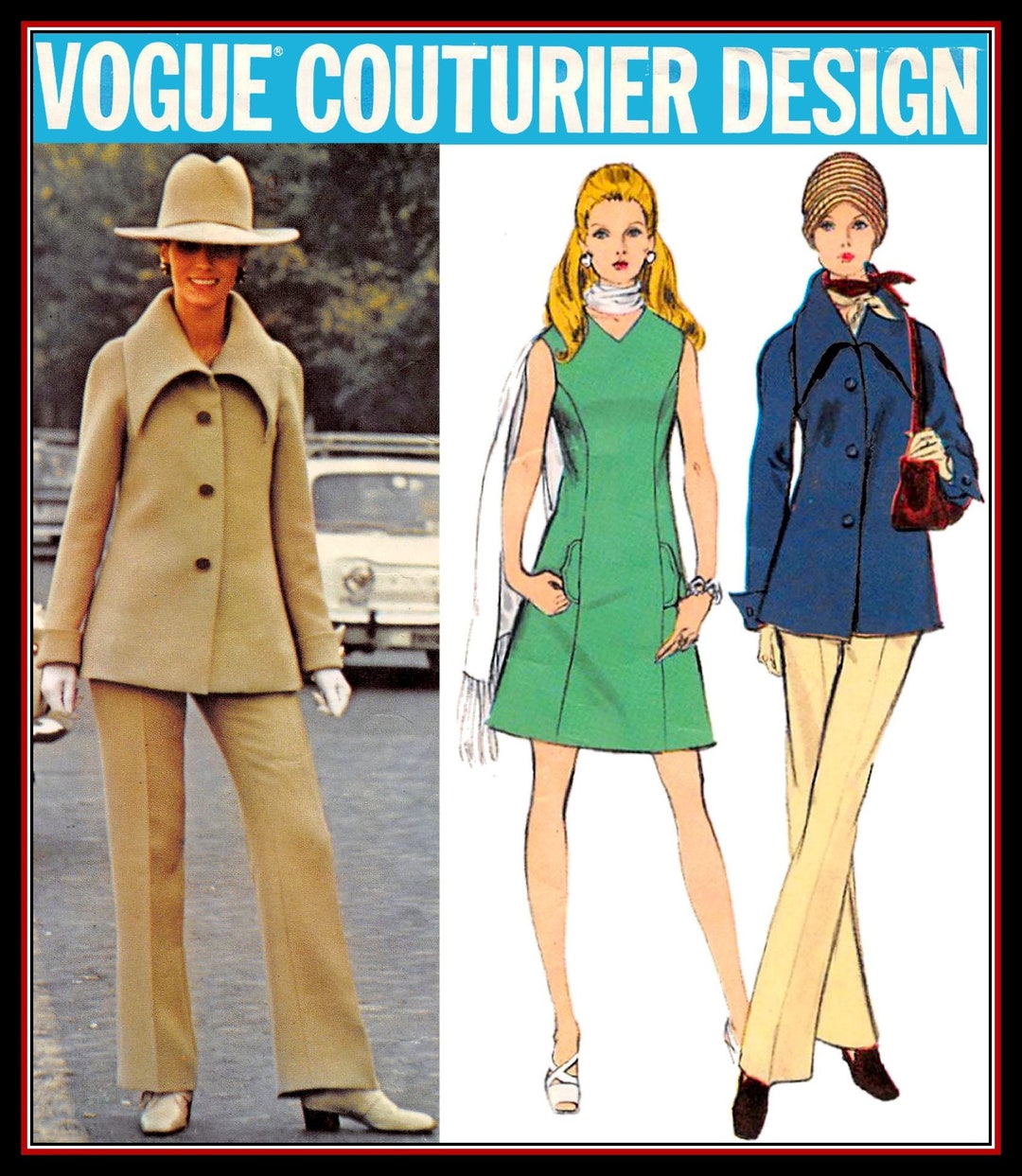 Vintage 1970-VOGUE COUTURIER Design-sewing Pattern-forquet-tailored ...