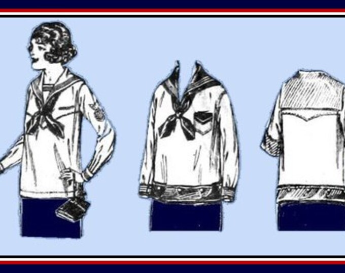 Vintage 1919-EDWARDIAN SAILOR Blouse-sewing Pattern-four Styles-patch ...