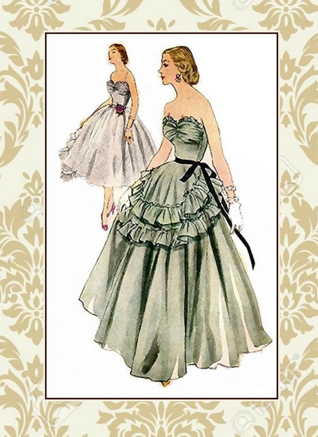 Vintage 1951-DREAMY BALL Gown-sewing Pattern-bombshell Cocktail Dress ...
