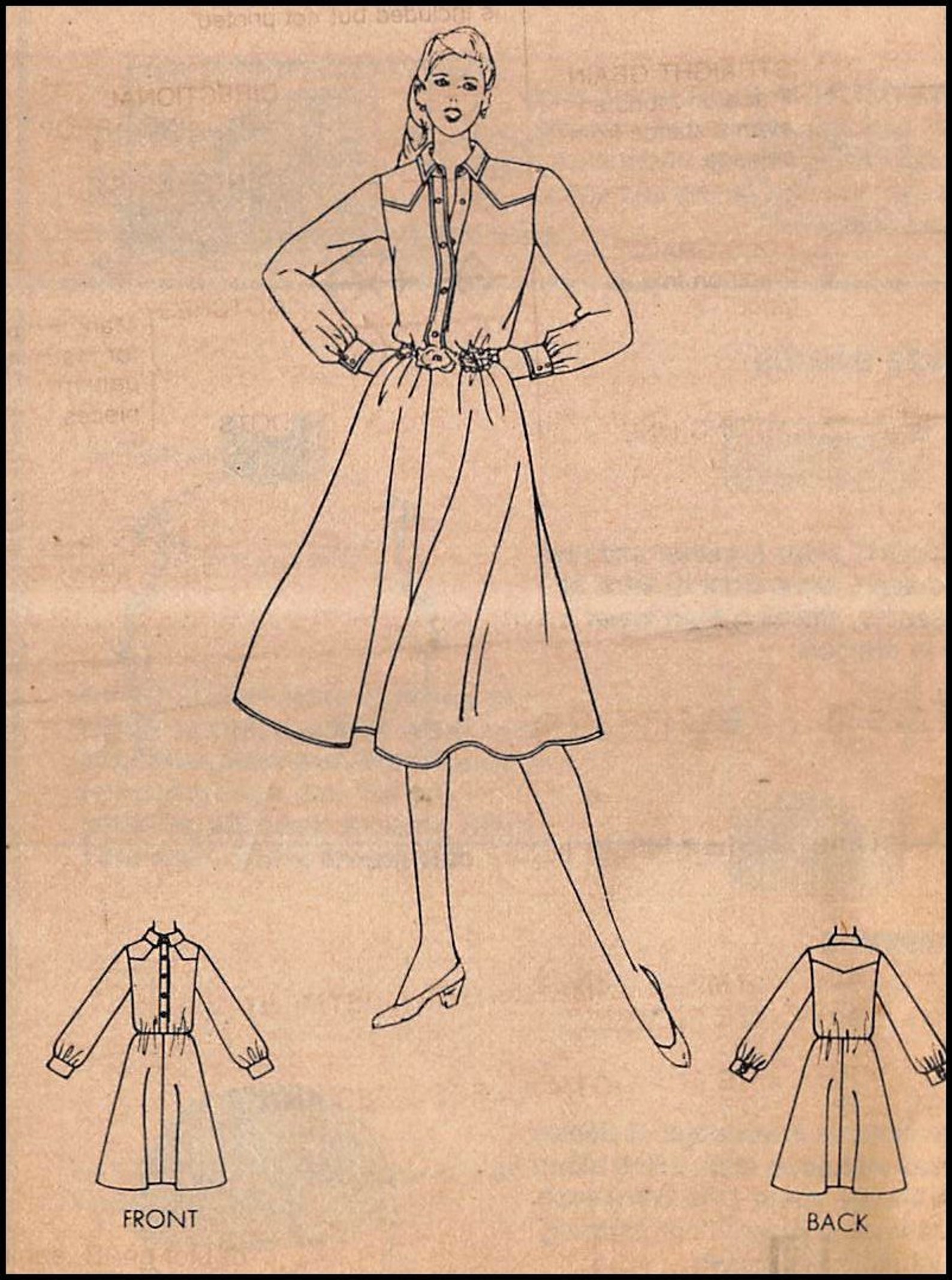 Vintage 1981-COUNTRY-WESTERN Dress-sewing Pattern-square - Etsy