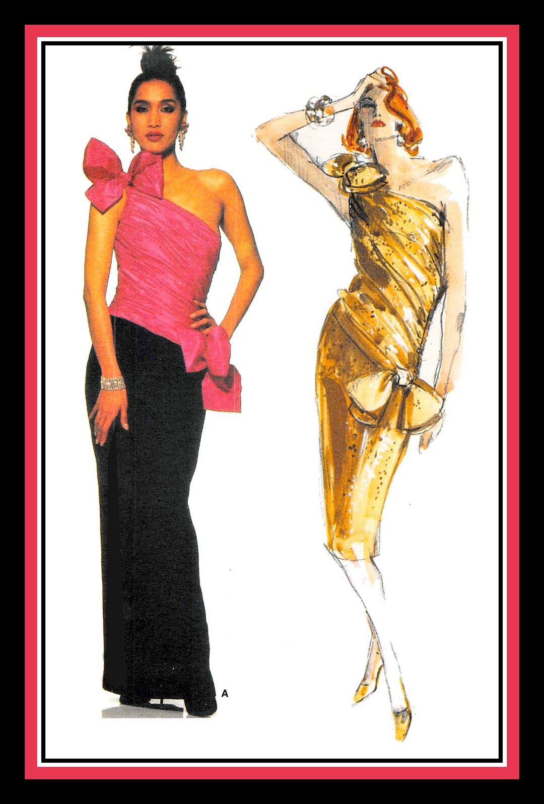 Vintage 1985-STUNNING EVENING Gown-cocktail Dress-vogue Designer Sewing ...