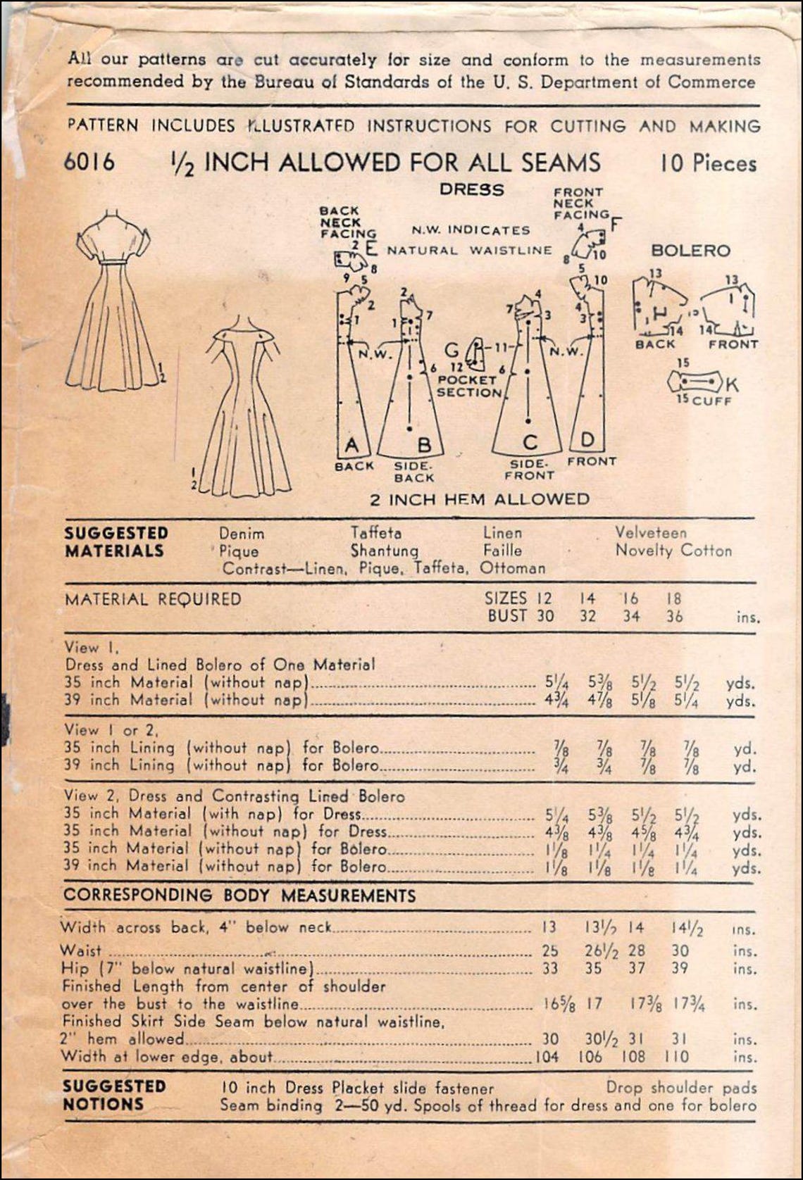 Vintage 1952-DRESS-CROPPED Jacket-sewing Pattern- Fitted Dress-full ...