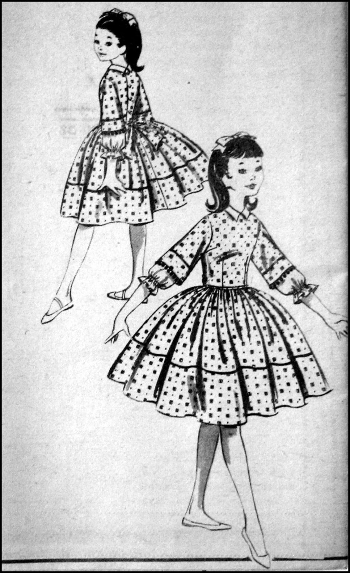 Vintage 1950s -PRETTY PARTY DRESS -girls Sewing Pattern-bell Sleeves ...