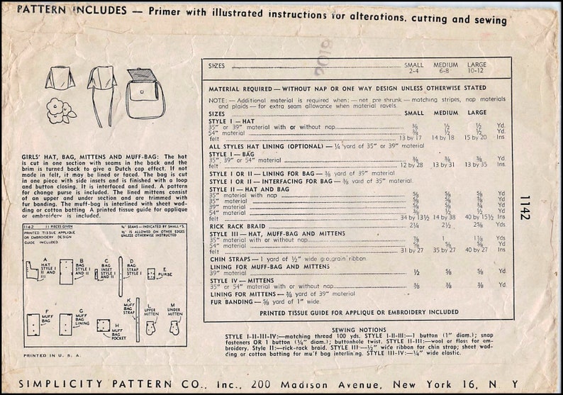 Vintage 1940s-toddler DUTCH Caps-sewing Pattern-matching Bags-muff-fur ...