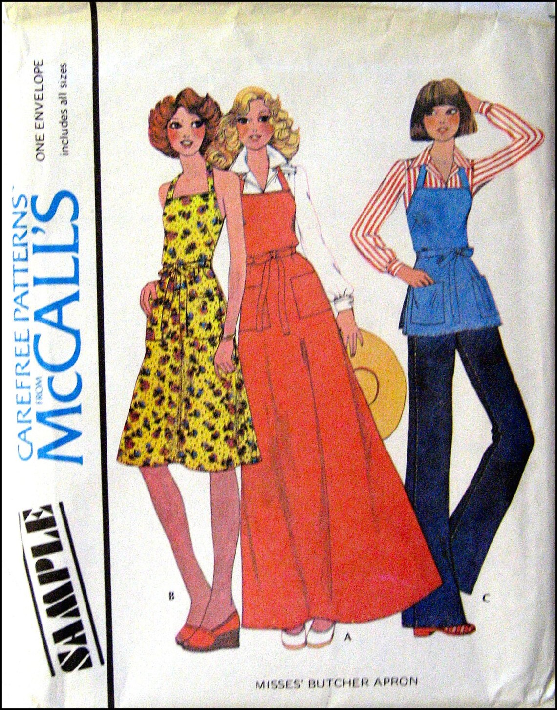 Vintage 1975-BACK WRAP APRON Dress-Sewing Pattern-Three | Etsy