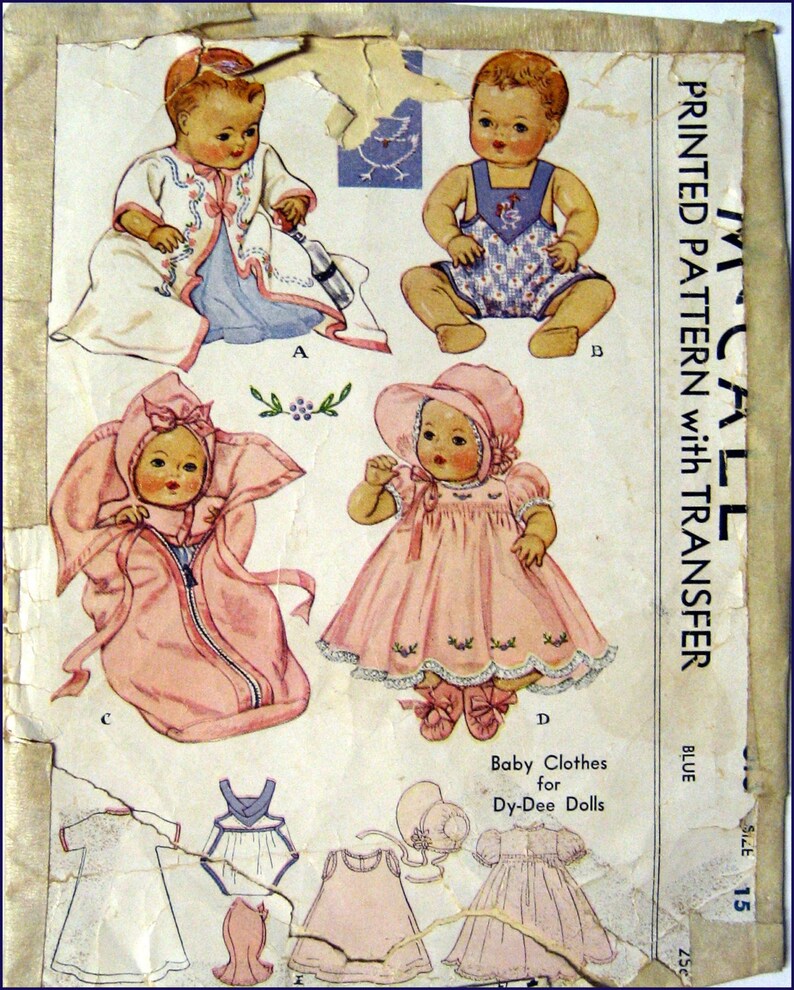 Vintage 1937-DY-DEE DOLL Wardrobe-sewing Pattern-kimono-sun Suit-dress ...