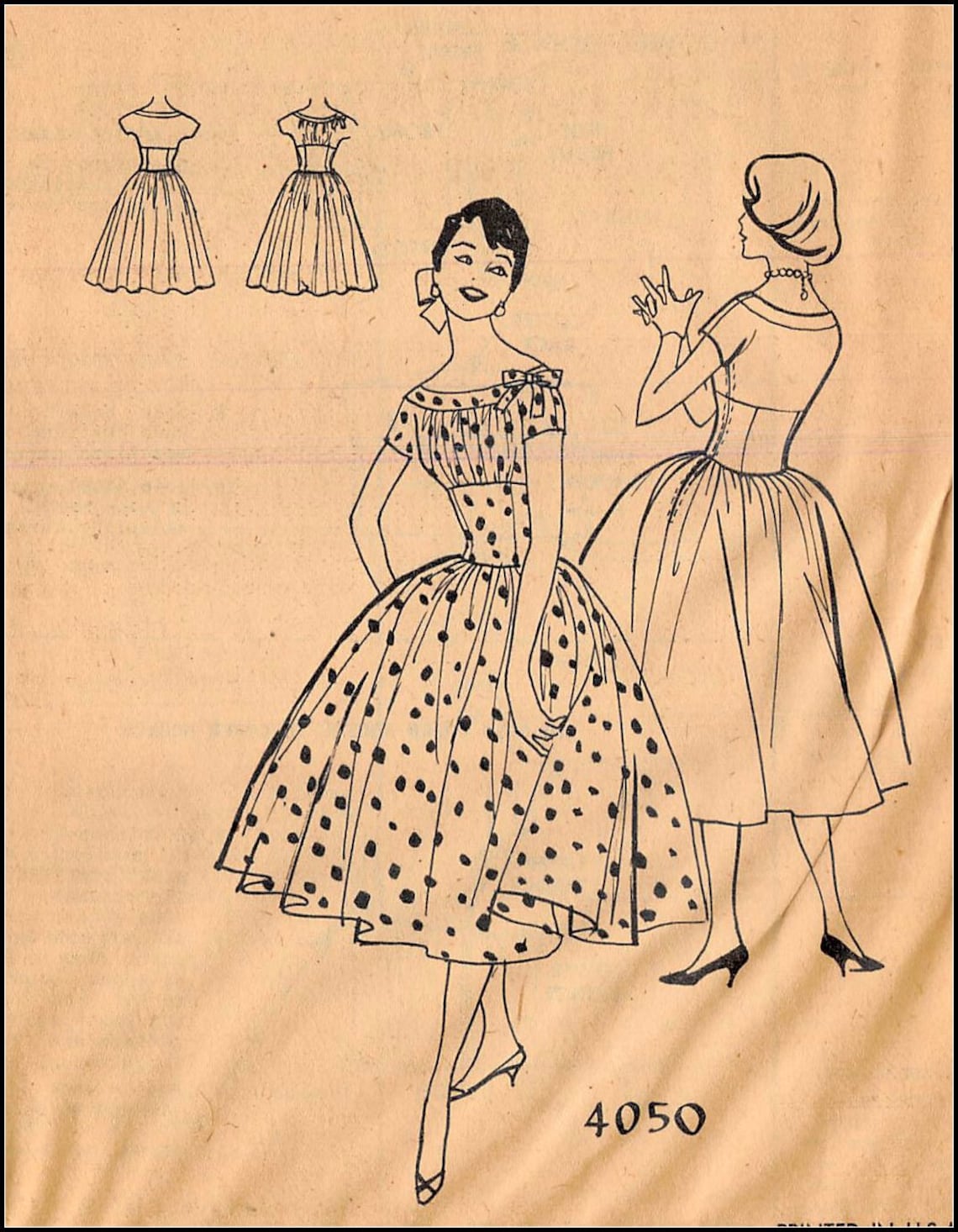 Vintage 1957-DREAMY PARTY Dress-sewing Pattern-gathered Bodice-shaped ...
