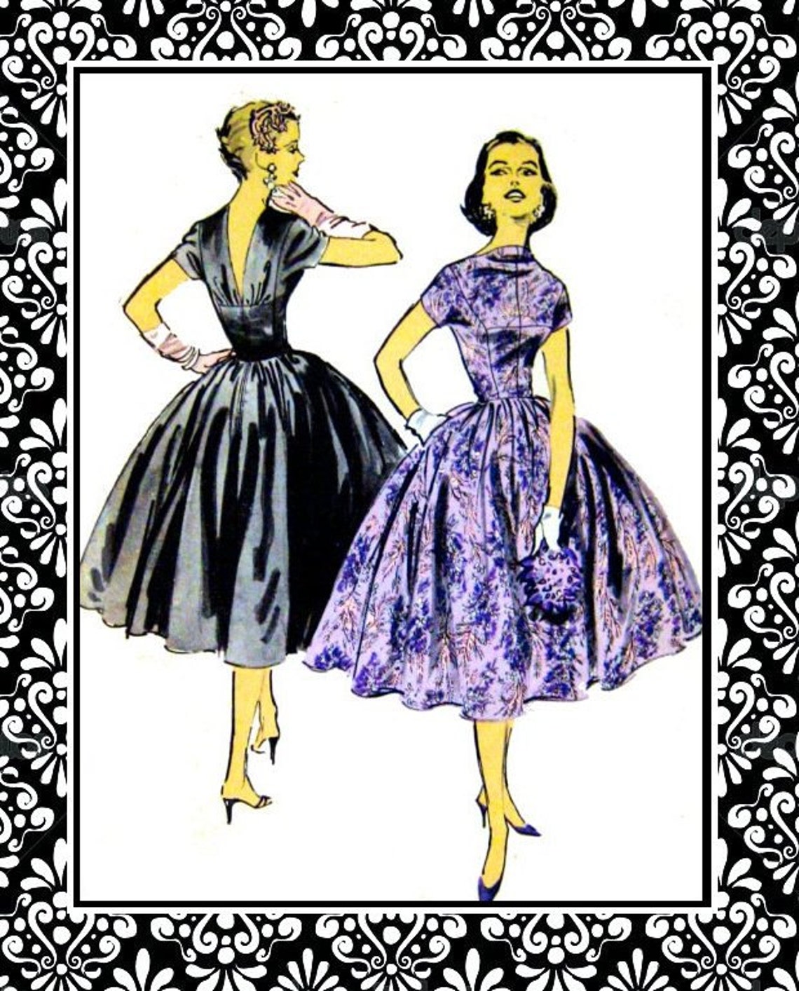 Vintage 1950s posh Designer Cocktail Dress Sewing Pattern - Etsy