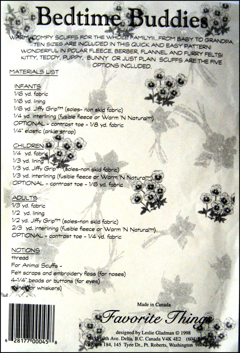 BEDTIME BUDDIES SLIPPERS Sewing Pattern Kitty teddy bunny - Etsy