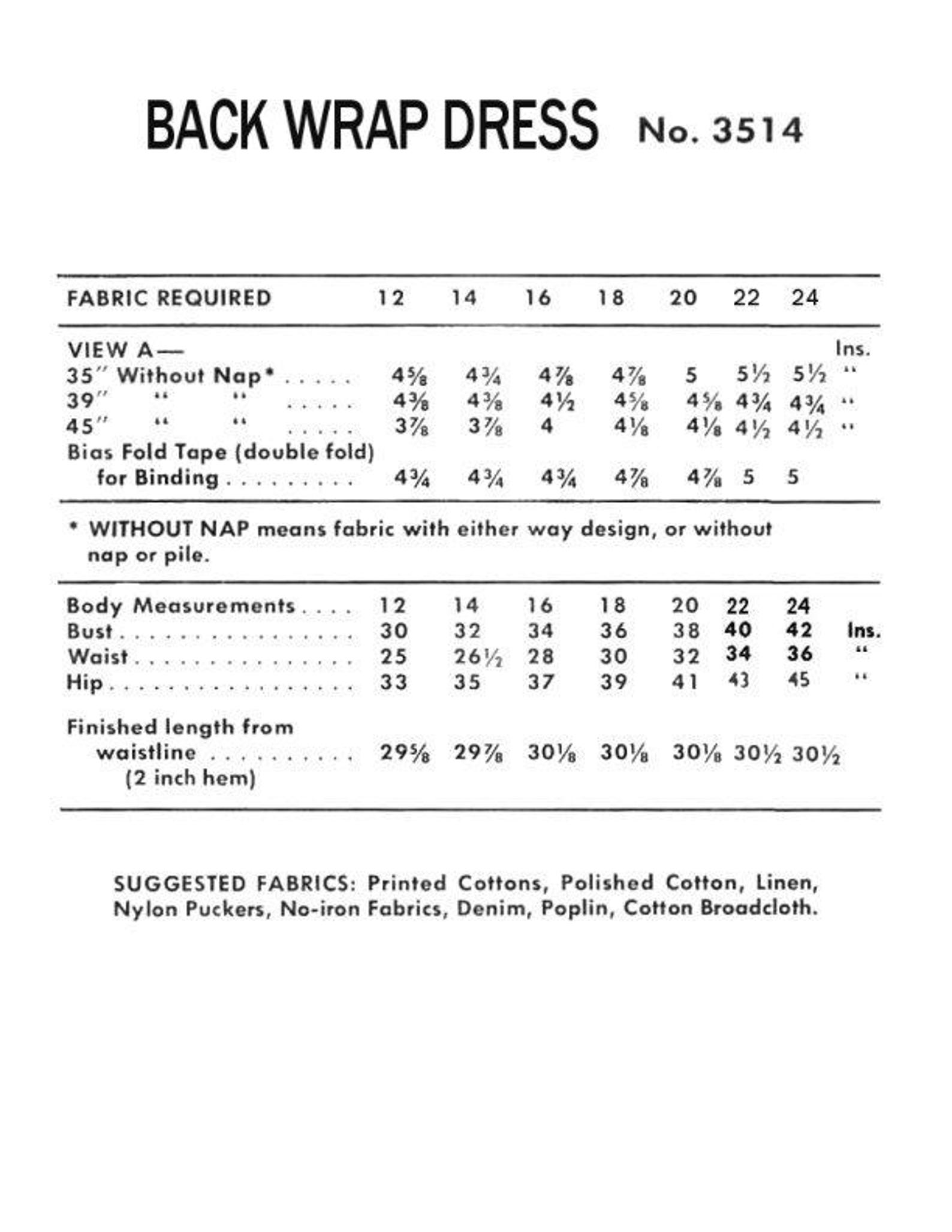 1955-BACK-WRAP Dress-print-at-home-sewing Pattern-flirty Flared Skirt ...