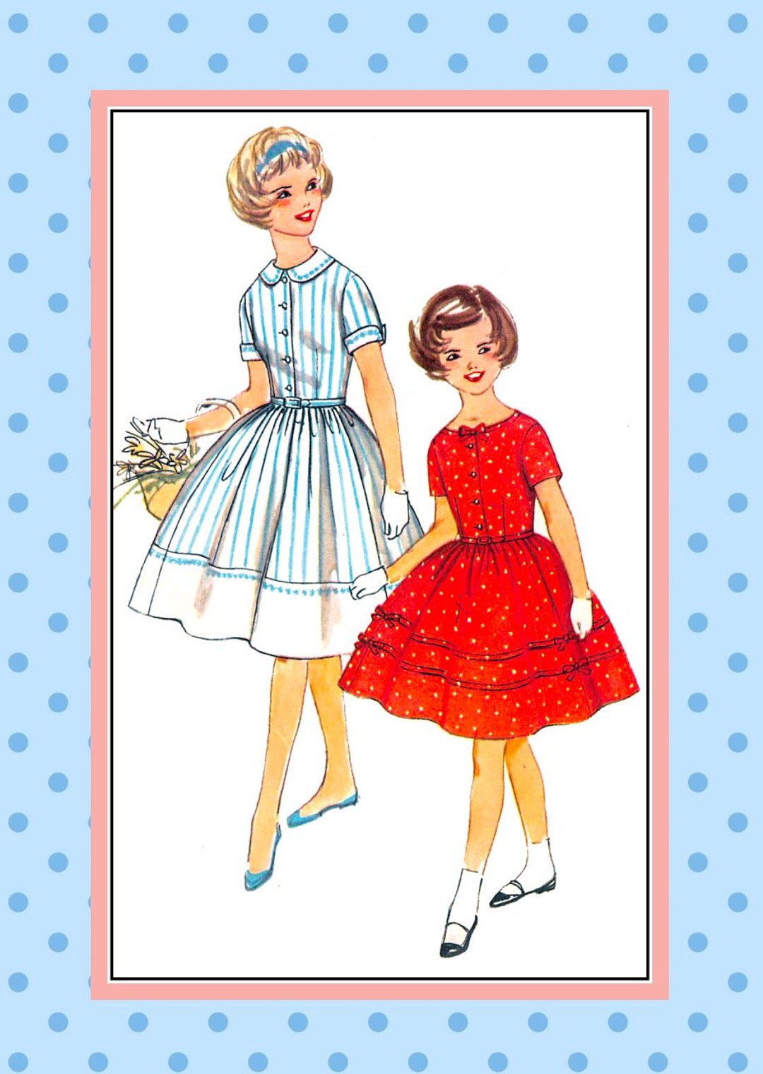 Vintage 1959-CLASSIC TWIRL Dress-girls Sewing Pattern-2 Styles-full ...