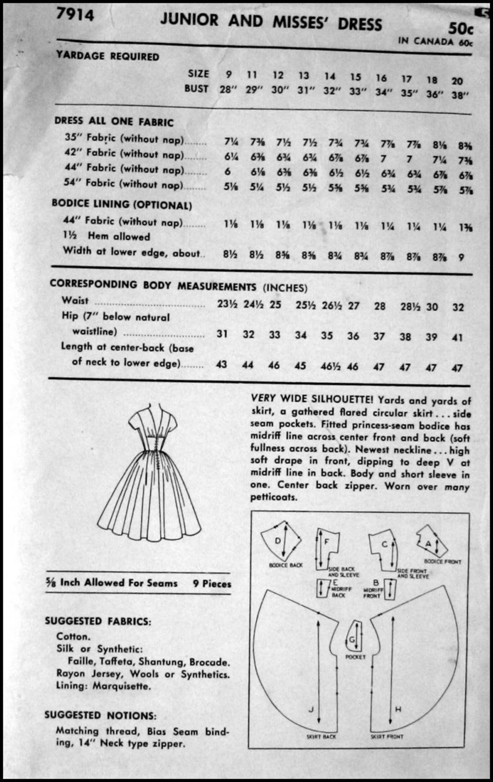 Vintage 1950s posh Designer Cocktail Dress Sewing Pattern - Etsy