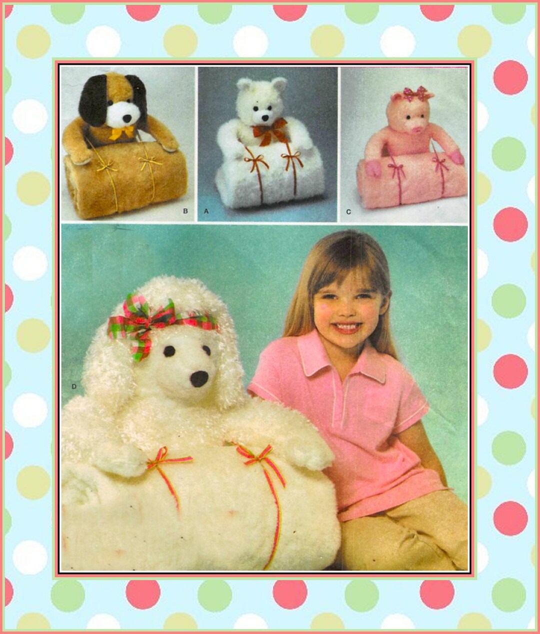 LOVABLE PET Pillows-sewing Pattern-four Styles-baby Bear-pretty Poodle ...