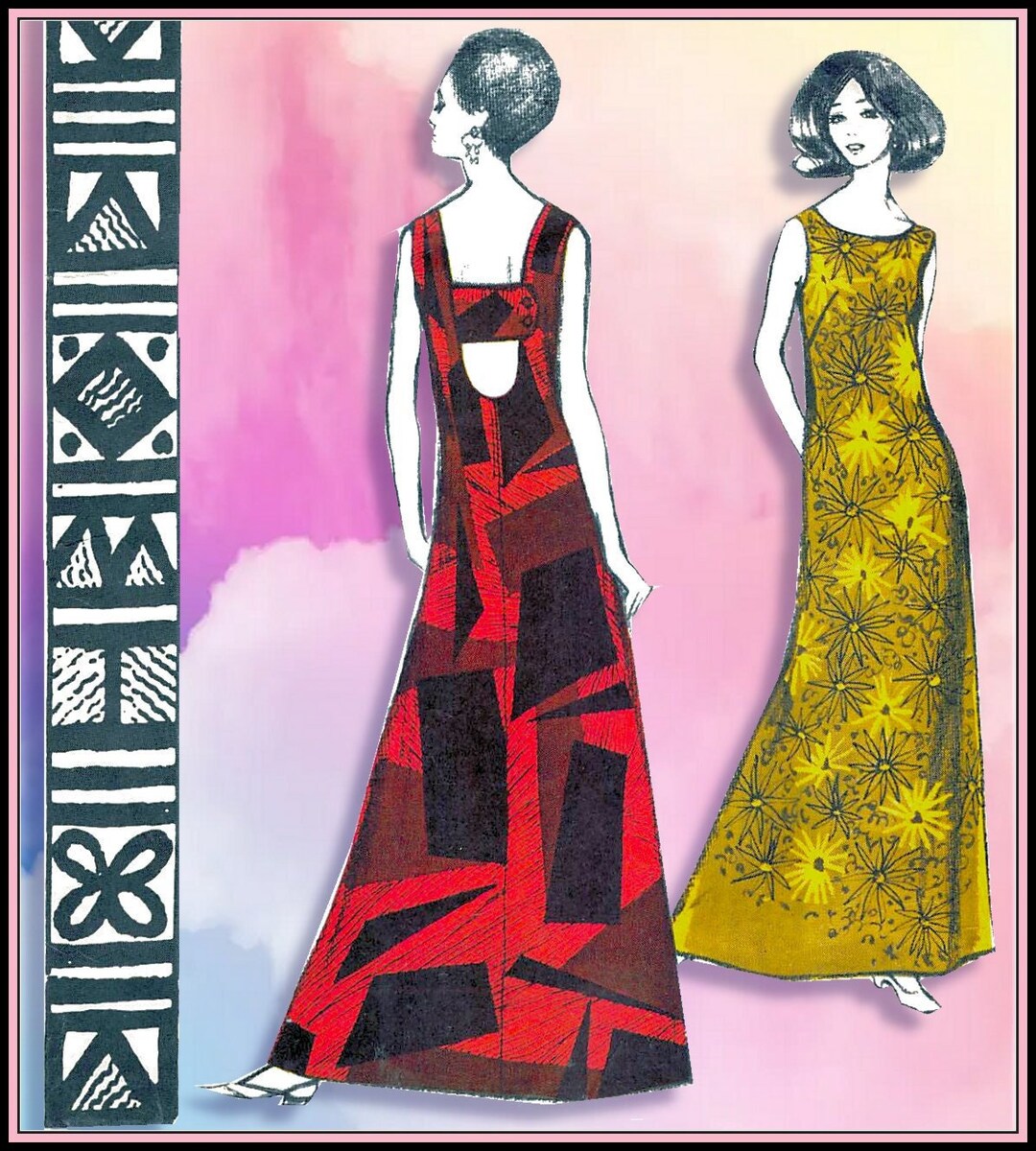 Vintage 1960s-waikiki HAWAIIAN Dress-sewing Pattern-back Cut Out ...