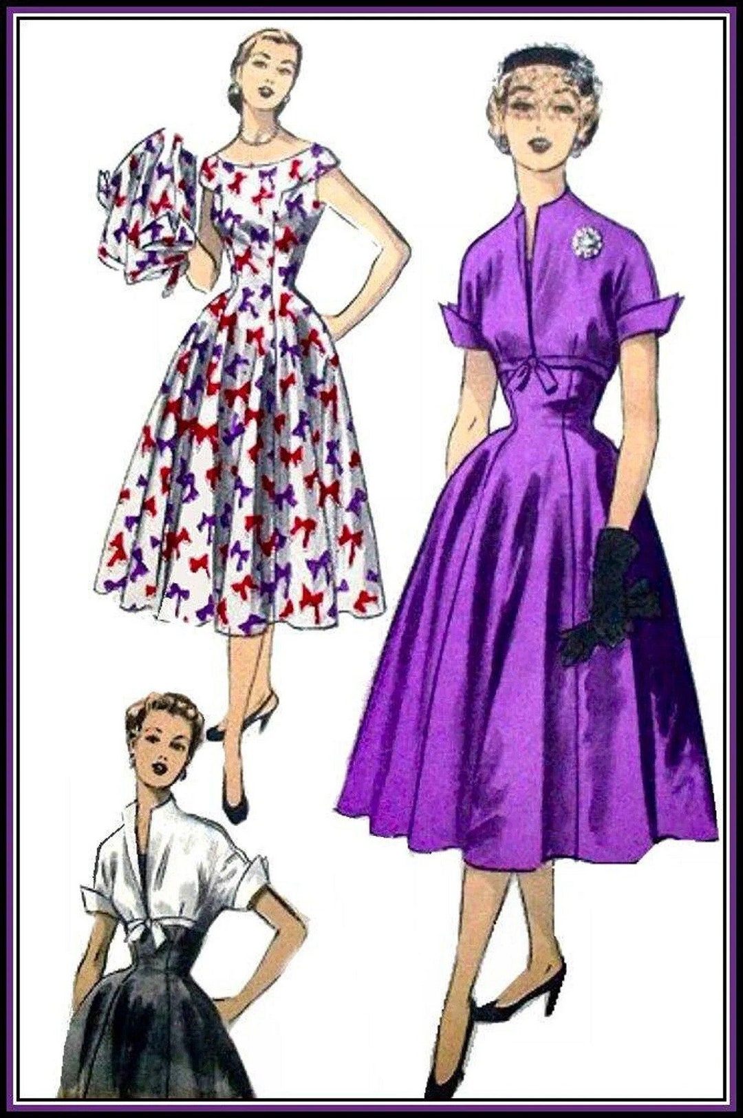 Vintage 1952-DRESS-CROPPED Jacket-sewing Pattern- Fitted Dress-full ...