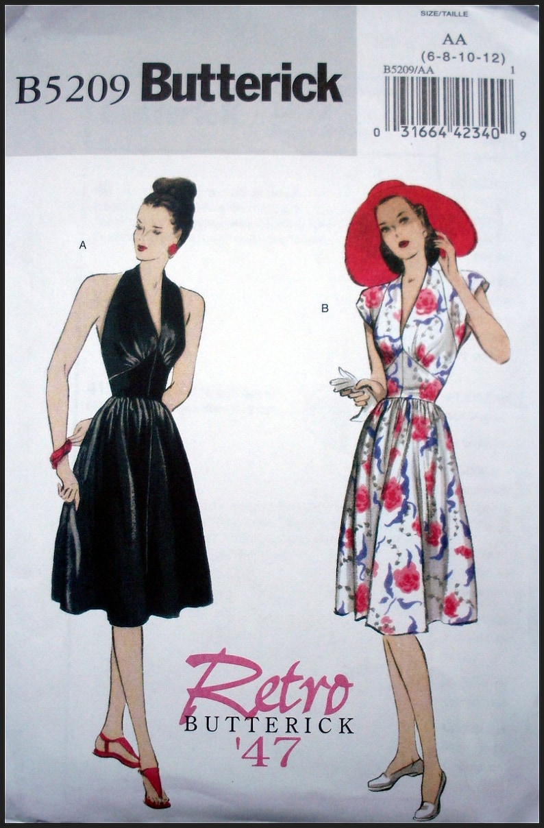 1947-BOMBSHELL HALTER Dress-sewing Pattern-two Styles-shaped Midriff ...