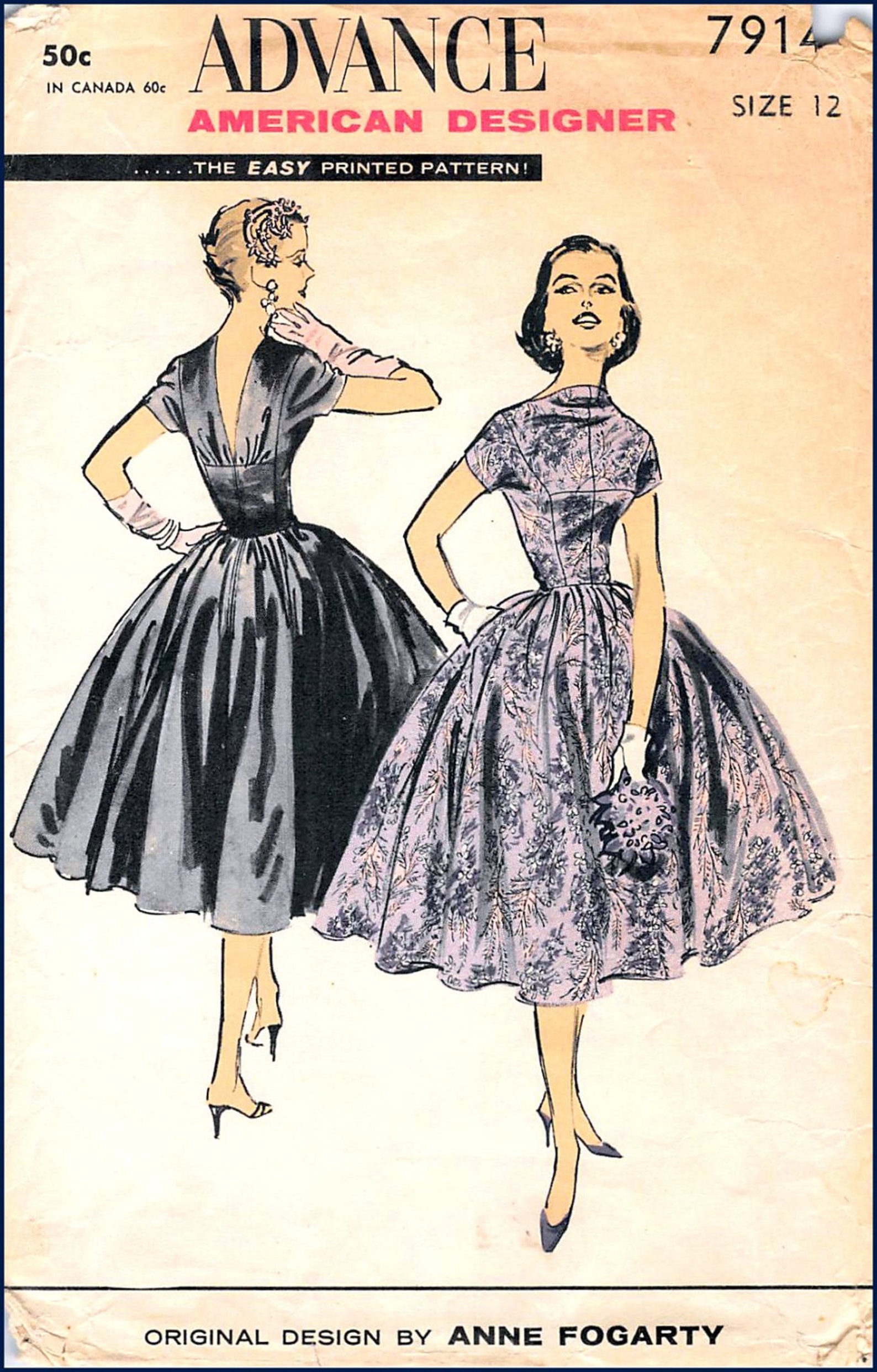 Vintage 1950s posh Designer Cocktail Dress Sewing Pattern - Etsy