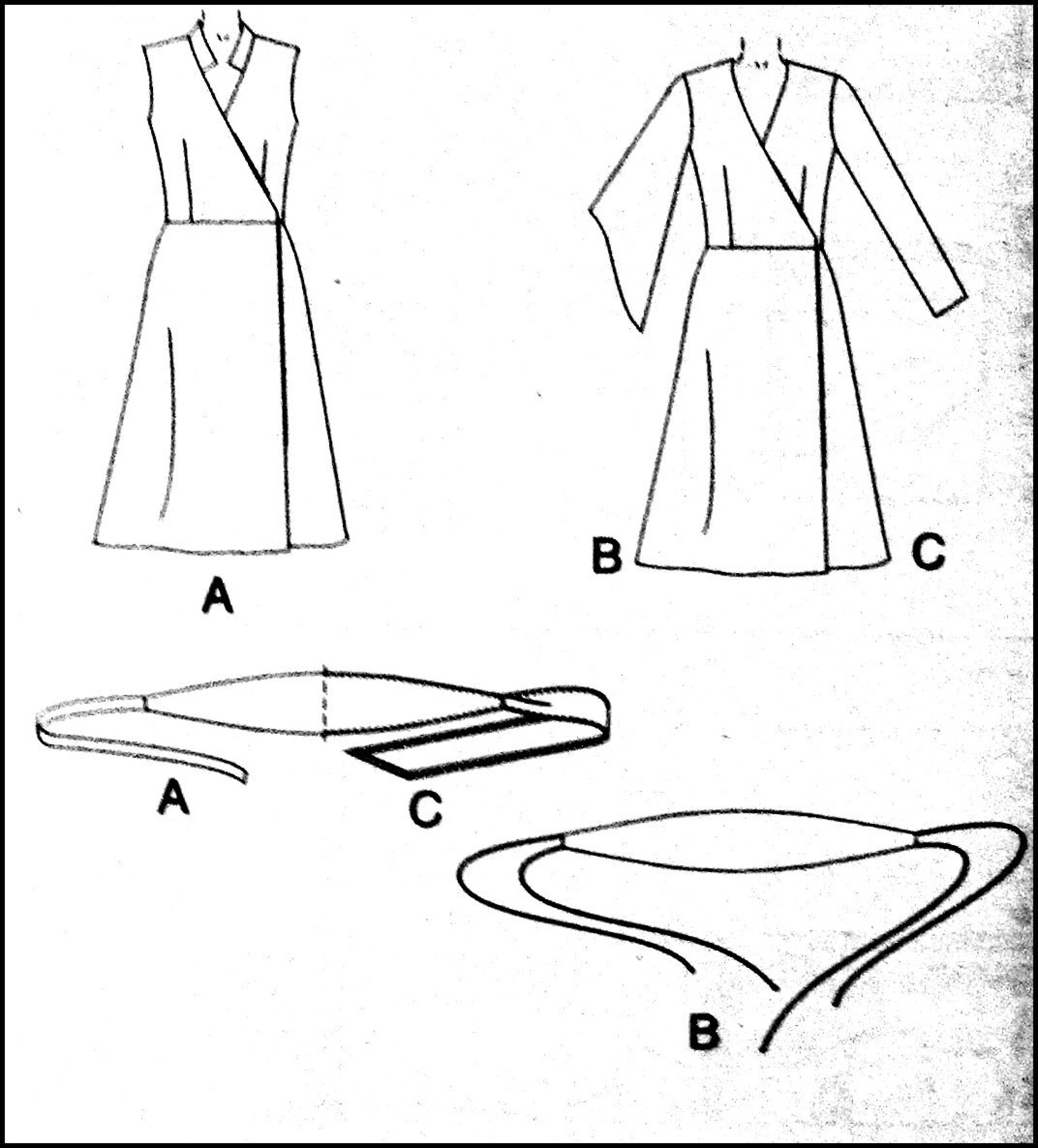 Modern Asian Style Wrap Dress-obi Tie Belt vogue Sewing | Etsy