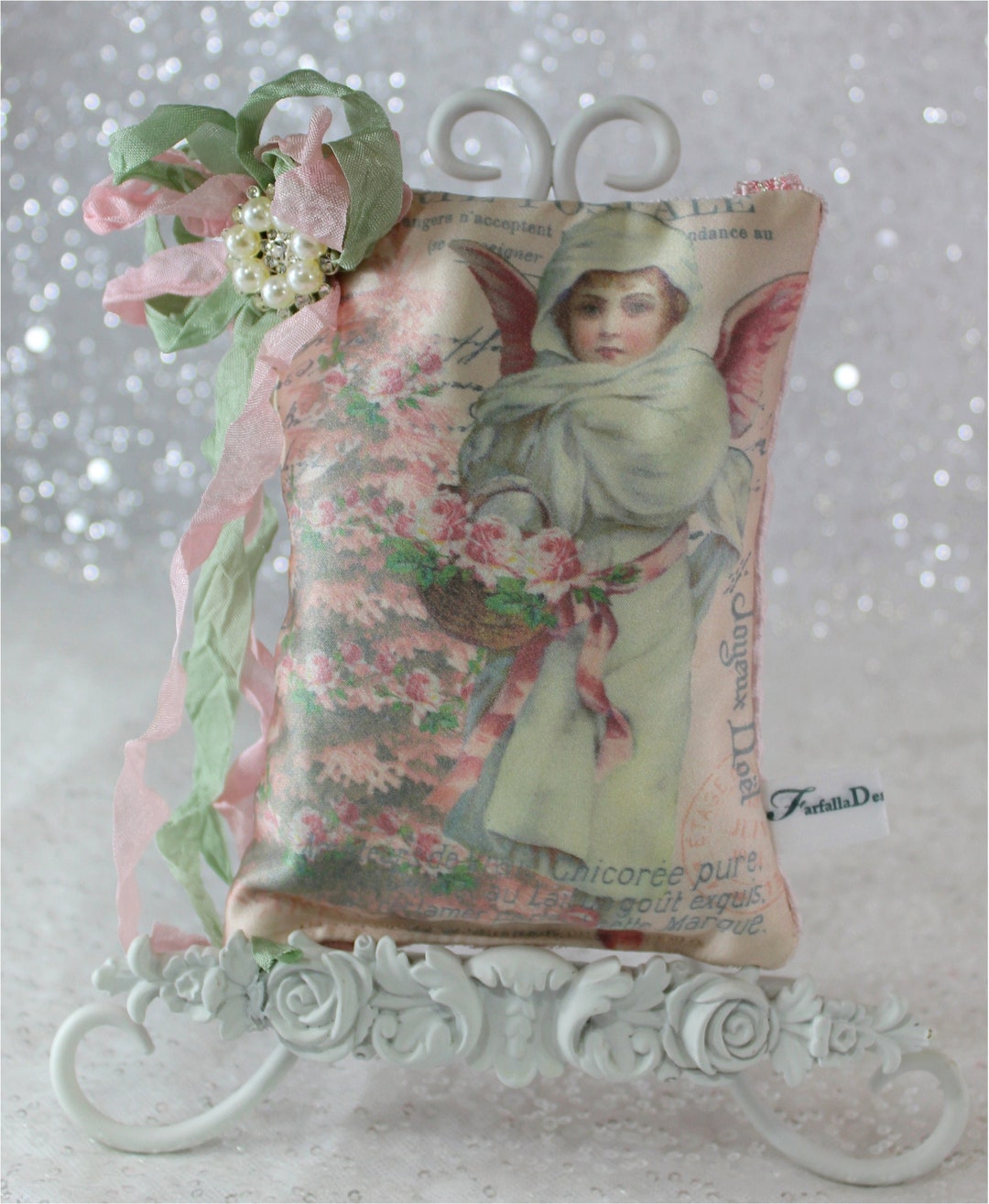 DOOR KNOB Sachet-pink Snow Angel-shabby Chic-french Lavender Sachet ...