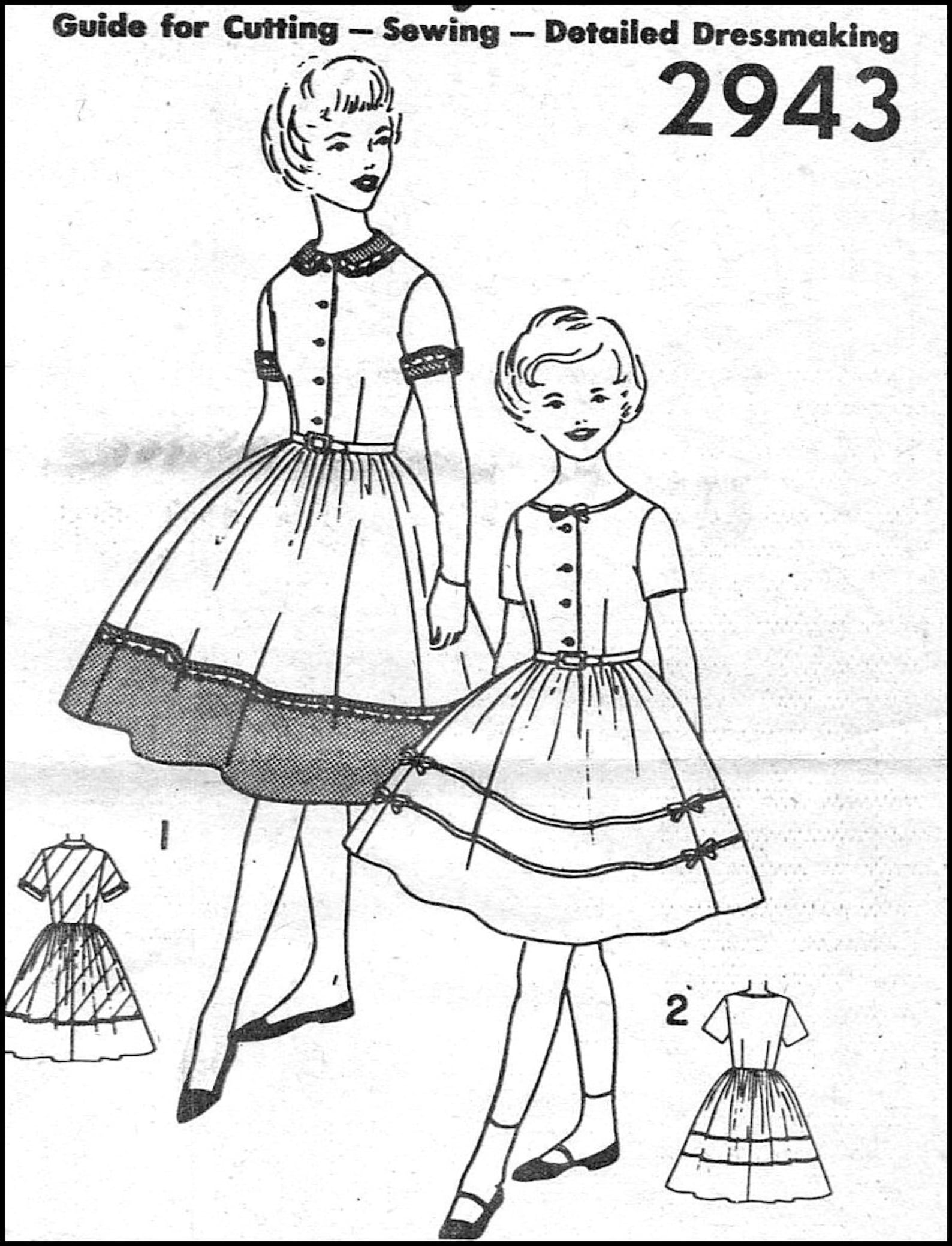 Vintage 1959-CLASSIC TWIRL Dress-girls Sewing Pattern-2 - Etsy