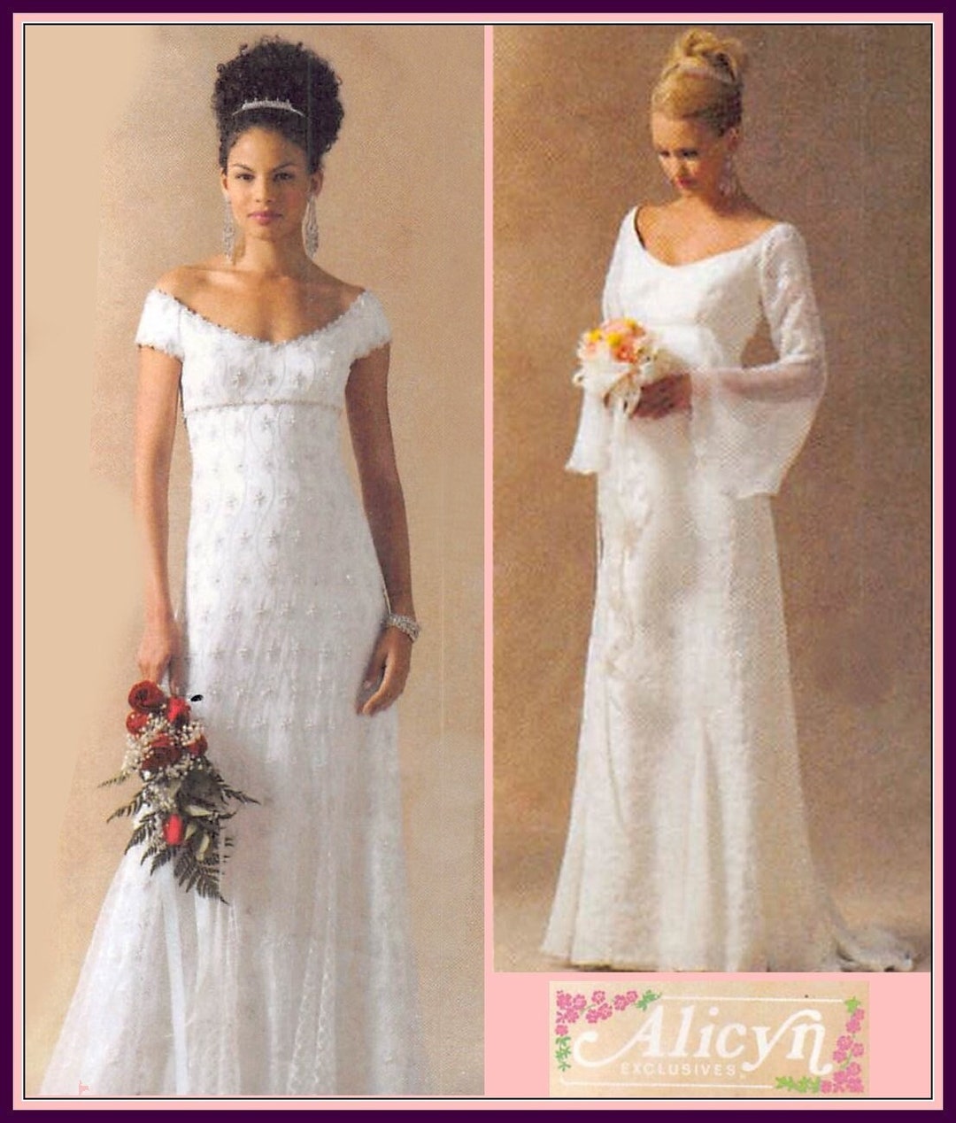 LOVELY BRIDAL Gowns-designer Sewing Pattern-2 Styles-empire - Etsy