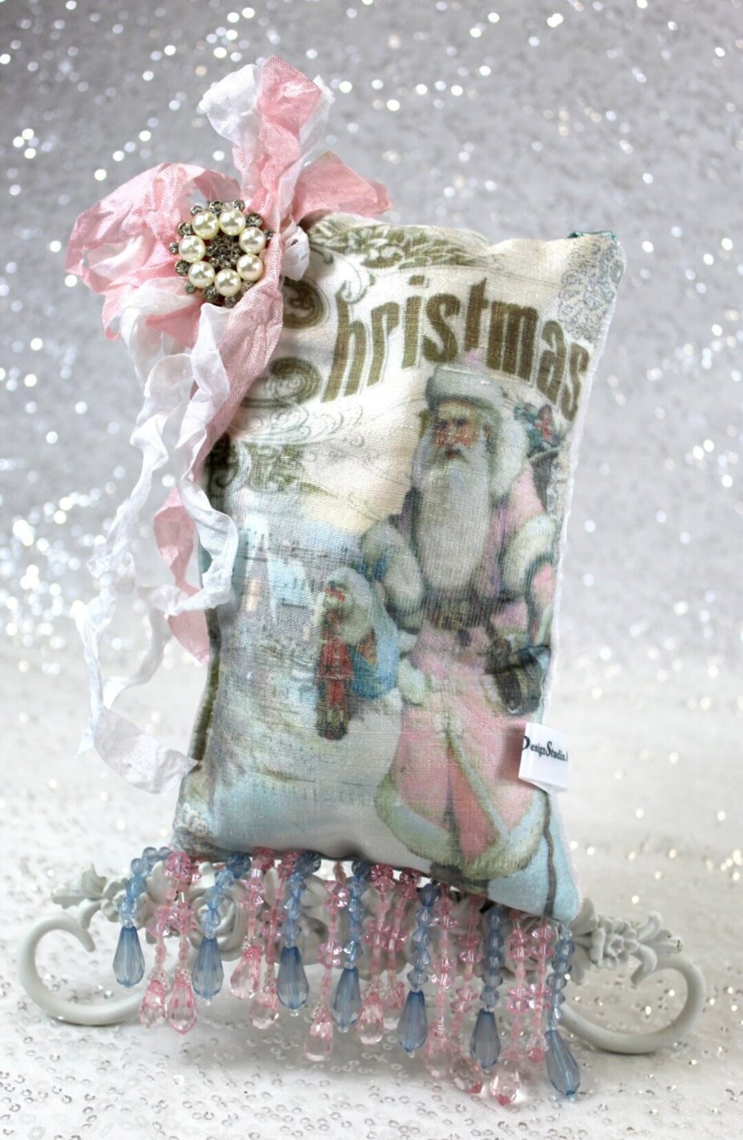 PINK VICTORIAN Santa-hanging Door Lavender Sachet-shabby Chic Xmas-pink ...