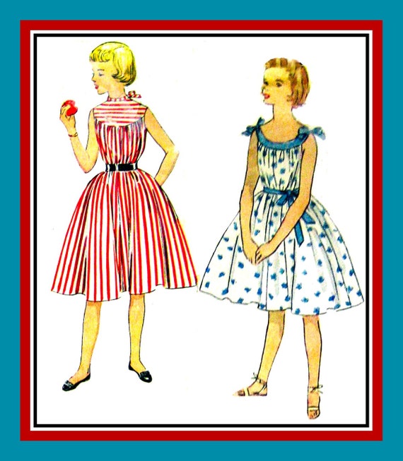 Vintage 1953-EASY CHIC Girls Dress-sewing Pattern-three - Etsy