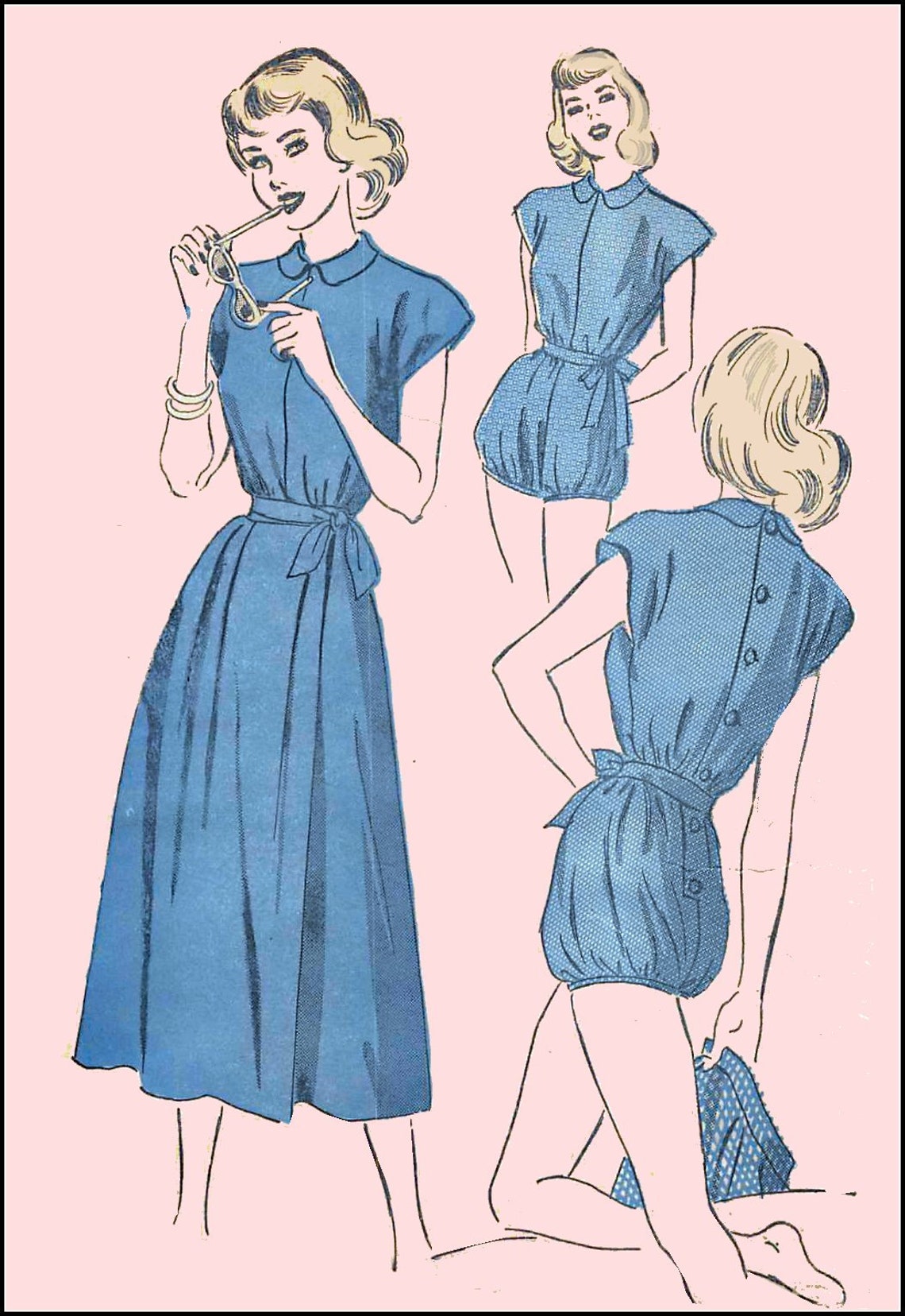 Vintage 1948-ROMPER-WRAP Skirt-sewing Pattern-one-piece - Etsy