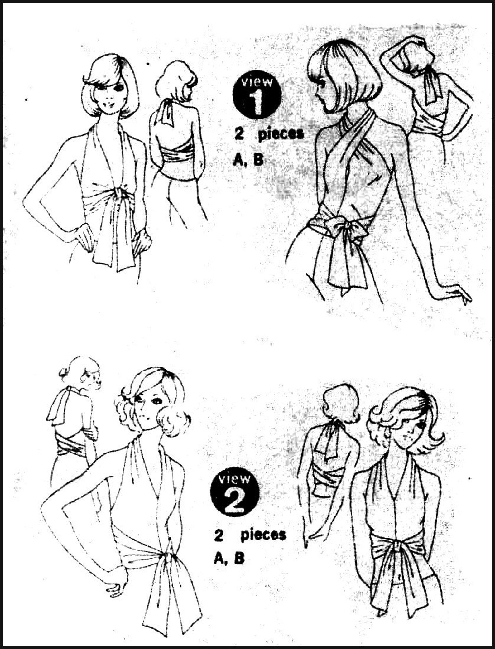 1972 sexy Wrap & Tie Halter Top Collection sewing Pattern - Etsy