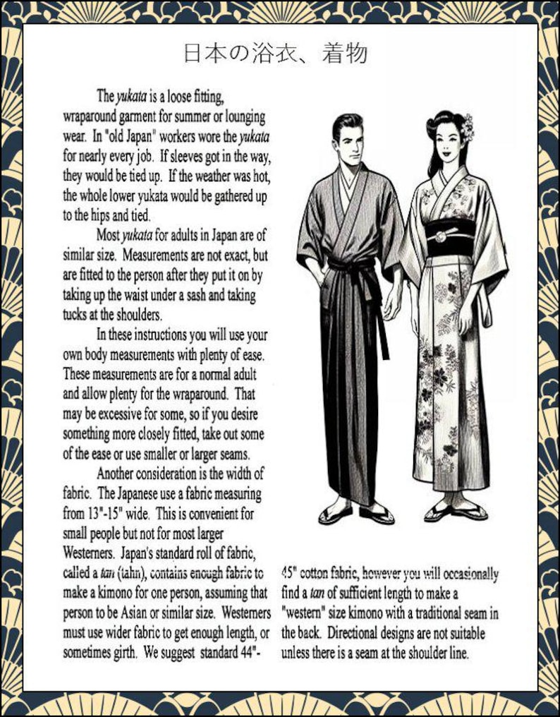 JAPANESE YUKATA Kimono-matching Obi-complete Sewing Pattern Drafting ...