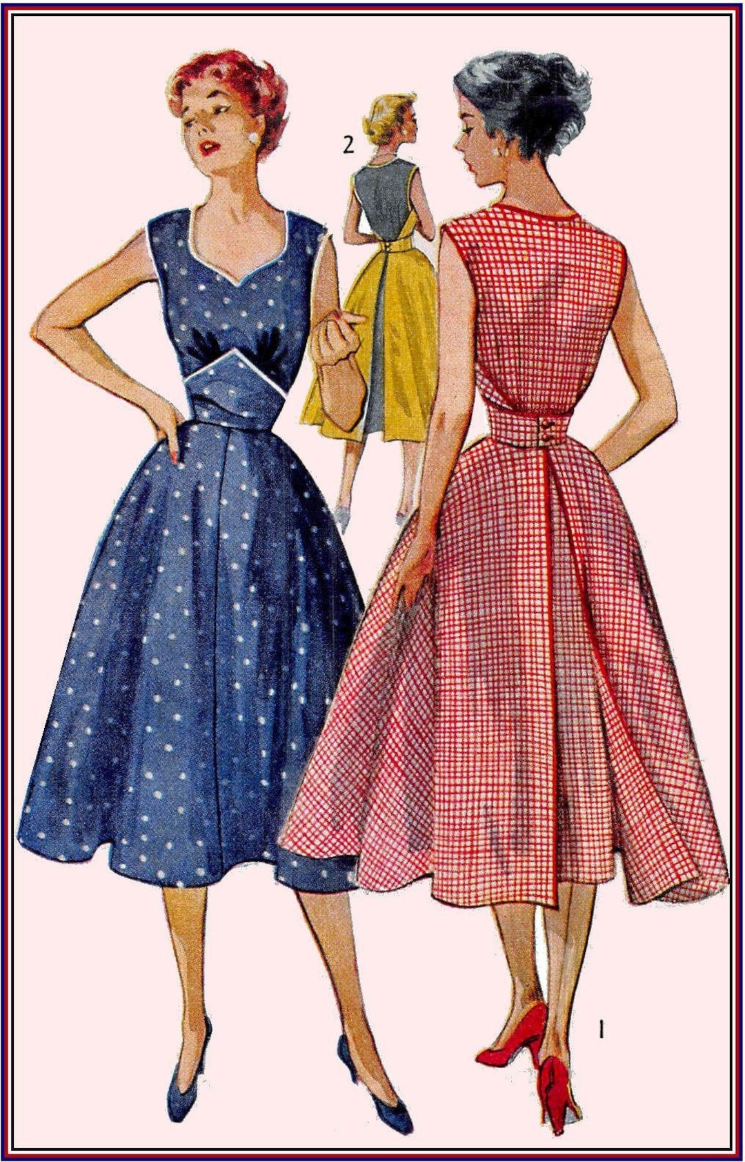Vintage 1952- WRAP-AROUND Dress-sewing Pattern-two Styles-sweetheart ...