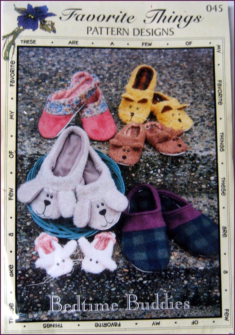 BEDTIME BUDDIES SLIPPERS Sewing Pattern Kitty teddy bunny - Etsy