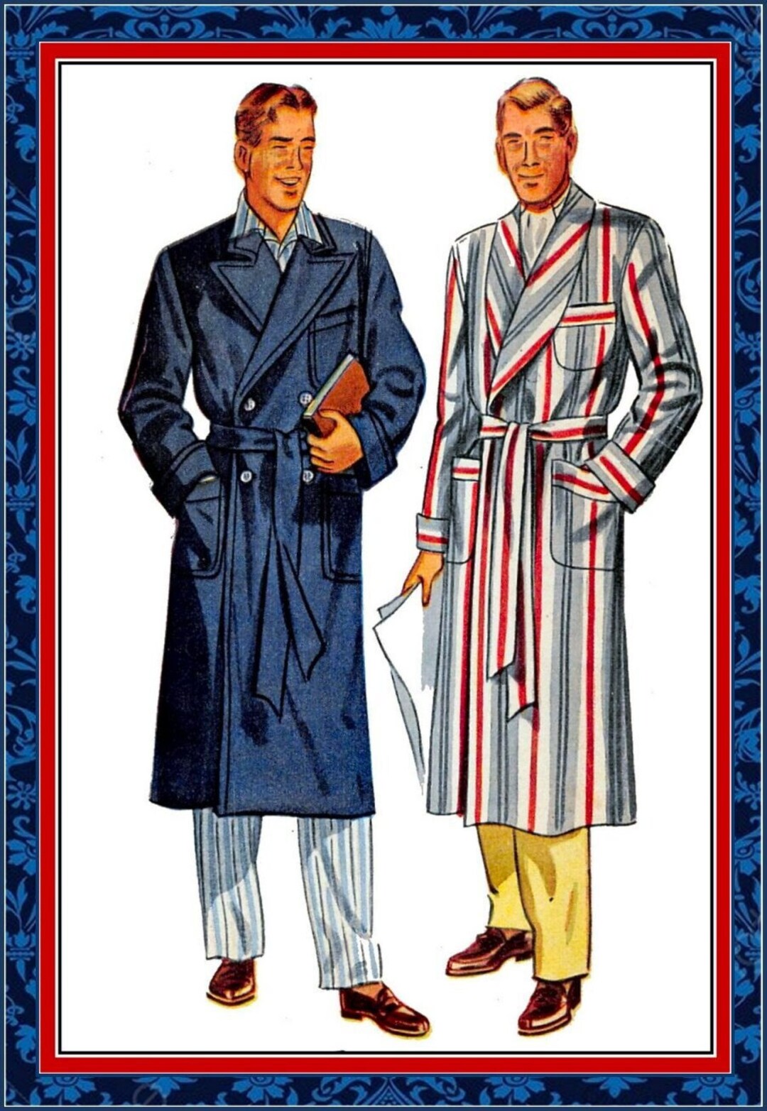 Vintage 1947-BESPOKE TAILORED Robe-sewing Pattern-dashing Dressing Gown ...