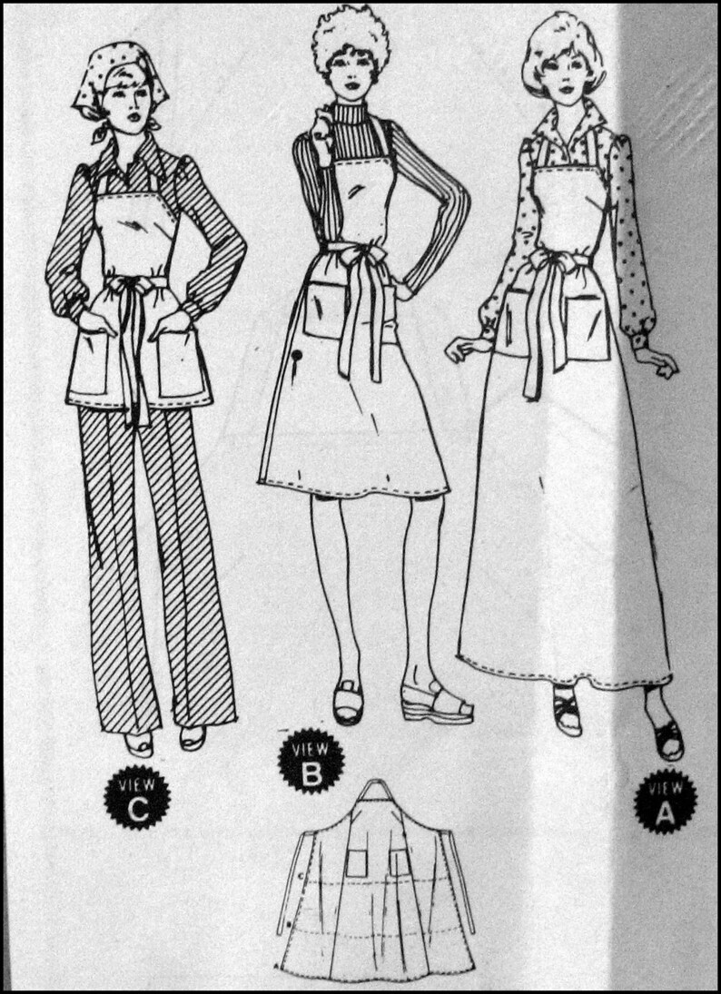 Vintage 1975-BACK WRAP APRON Dress-Sewing Pattern-Three | Etsy