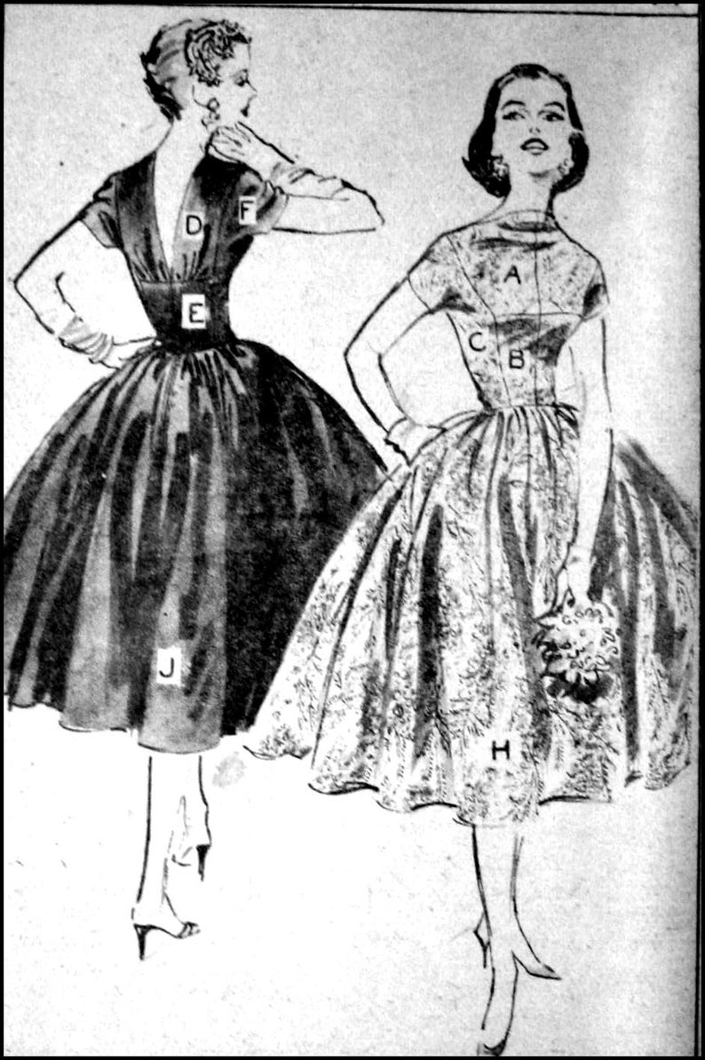 Vintage 1950s posh Designer Cocktail Dress Sewing Pattern - Etsy