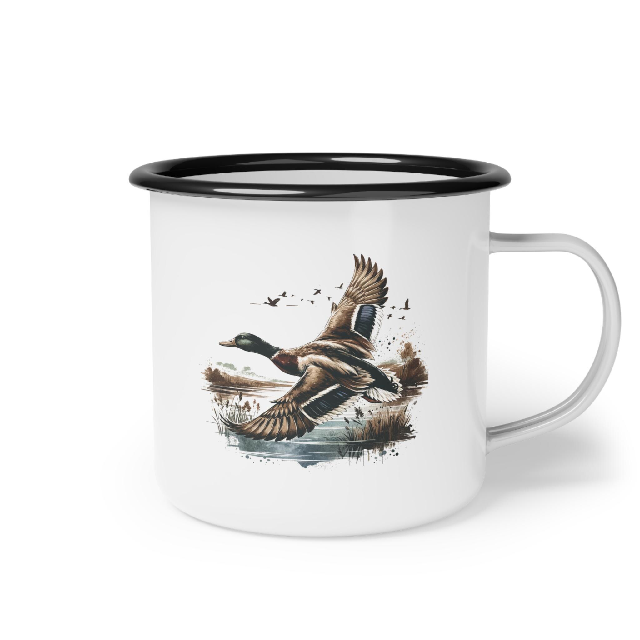Mallard Duck Flying Camping Mug - Duck Hunting Coffee Cup - Rustic ...