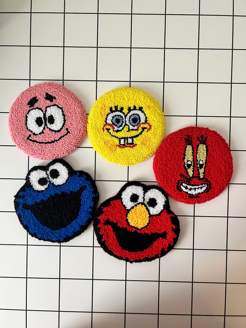 Sponge Bob, Cookie Monster, Punch Coaster, Punch Needle, Handmade ...